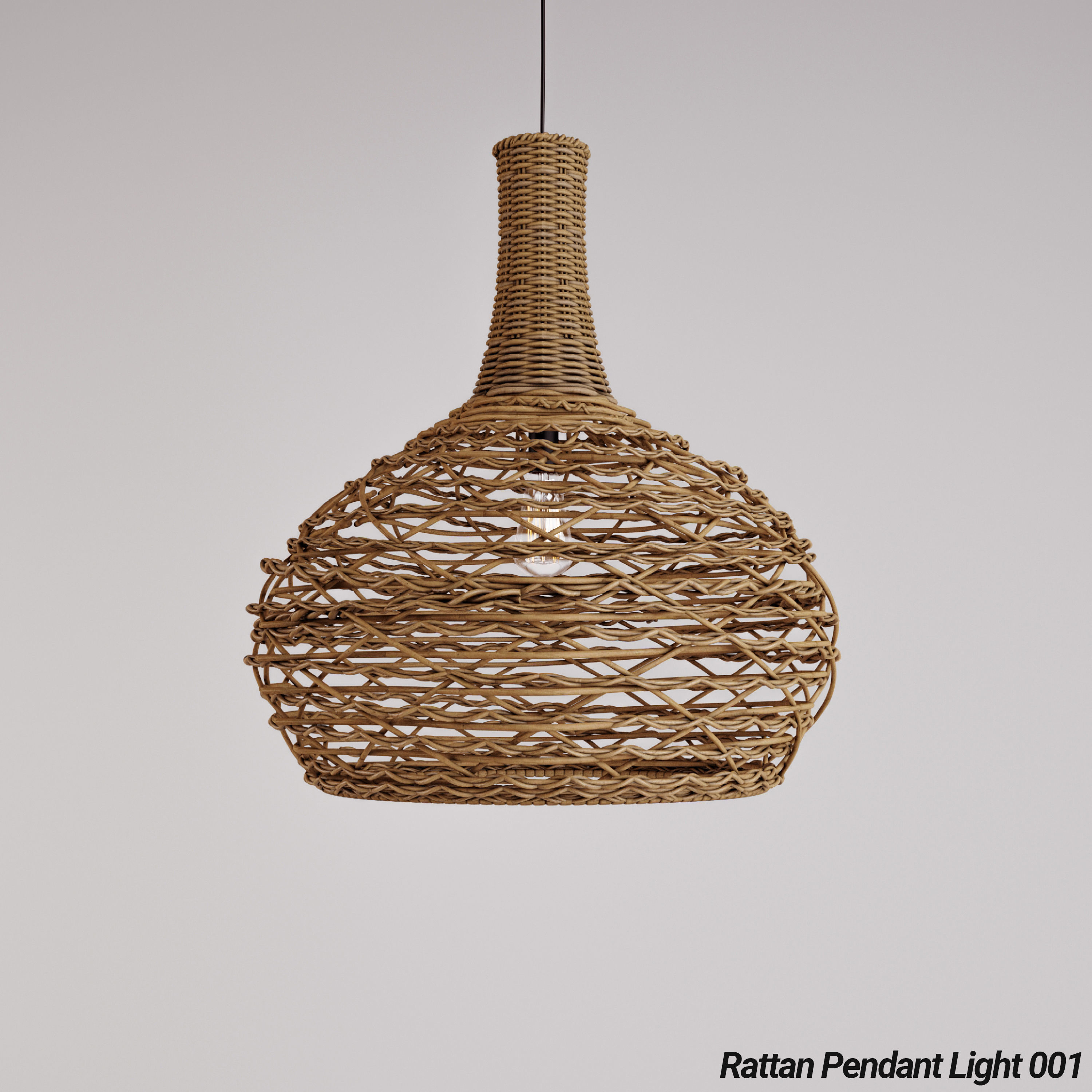 Realistic Rattan Pendant Lights High Detail 3D model | CGTrader