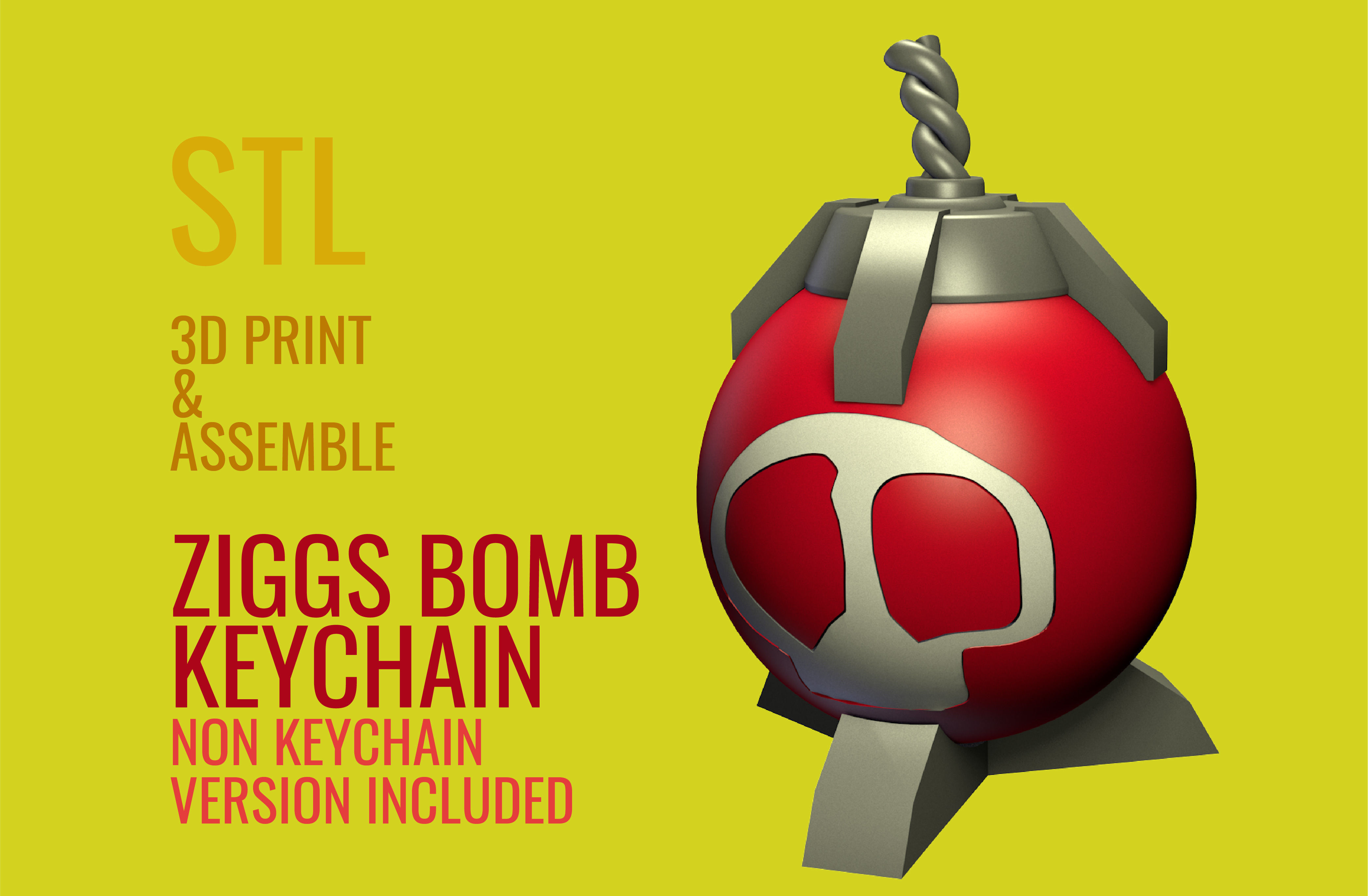 Ziggs bomb STL - Keychain version included 3D model 3D printable | CGTrader