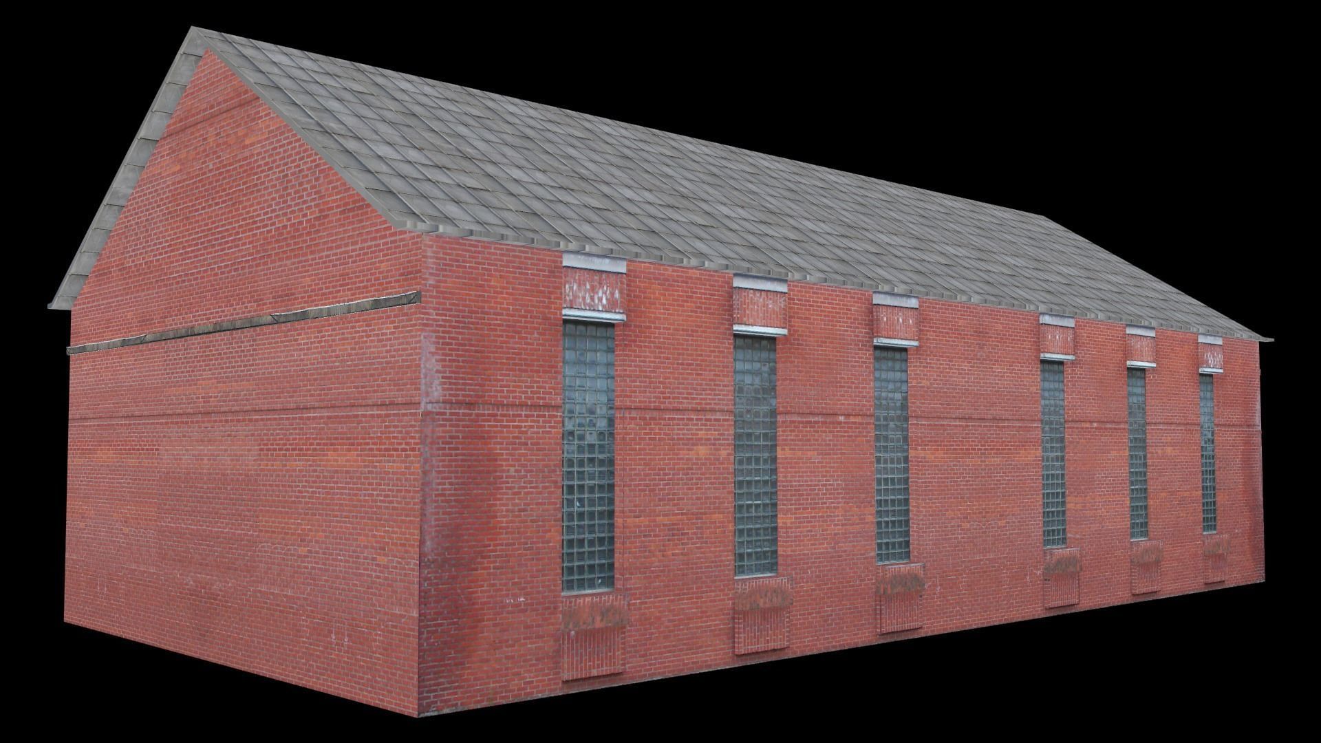 3D model Fire Station Brick Building Low Poly VR / AR / low-poly | CGTrader