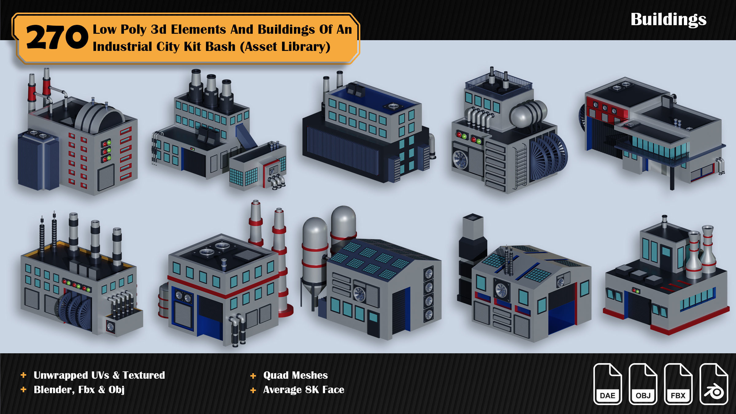 3D model Industrial low poly kit bash VR / AR / low-poly | CGTrader
