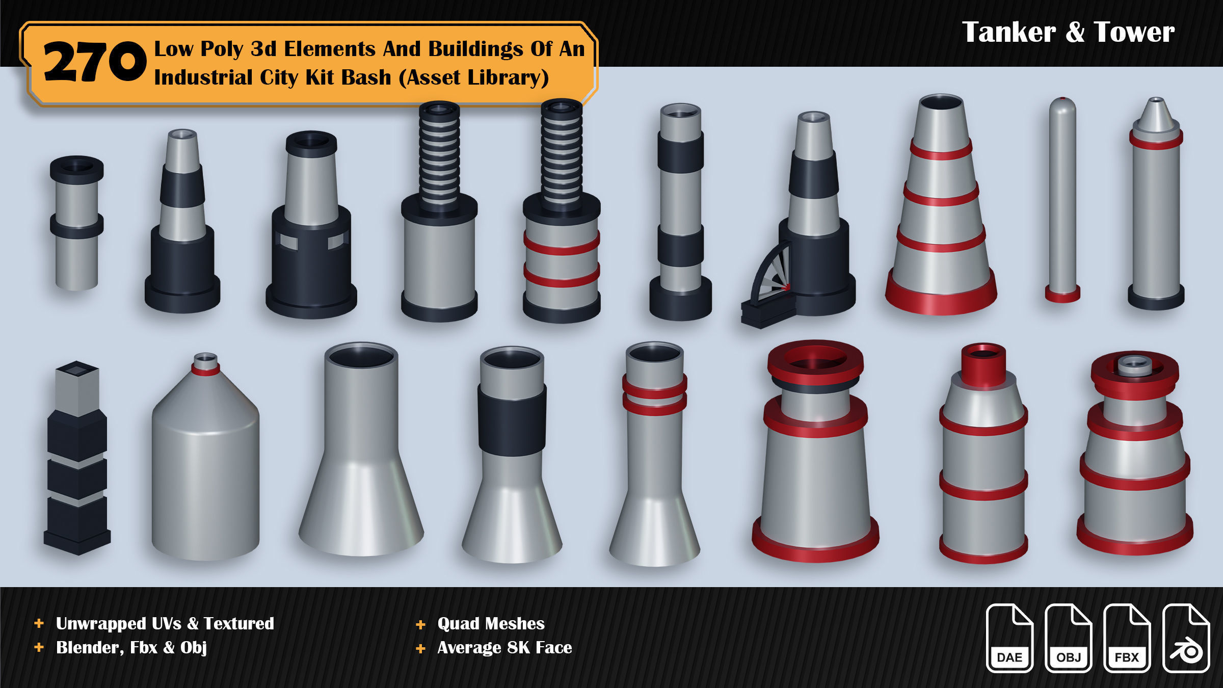 3D model Industrial low poly kit bash VR / AR / low-poly | CGTrader