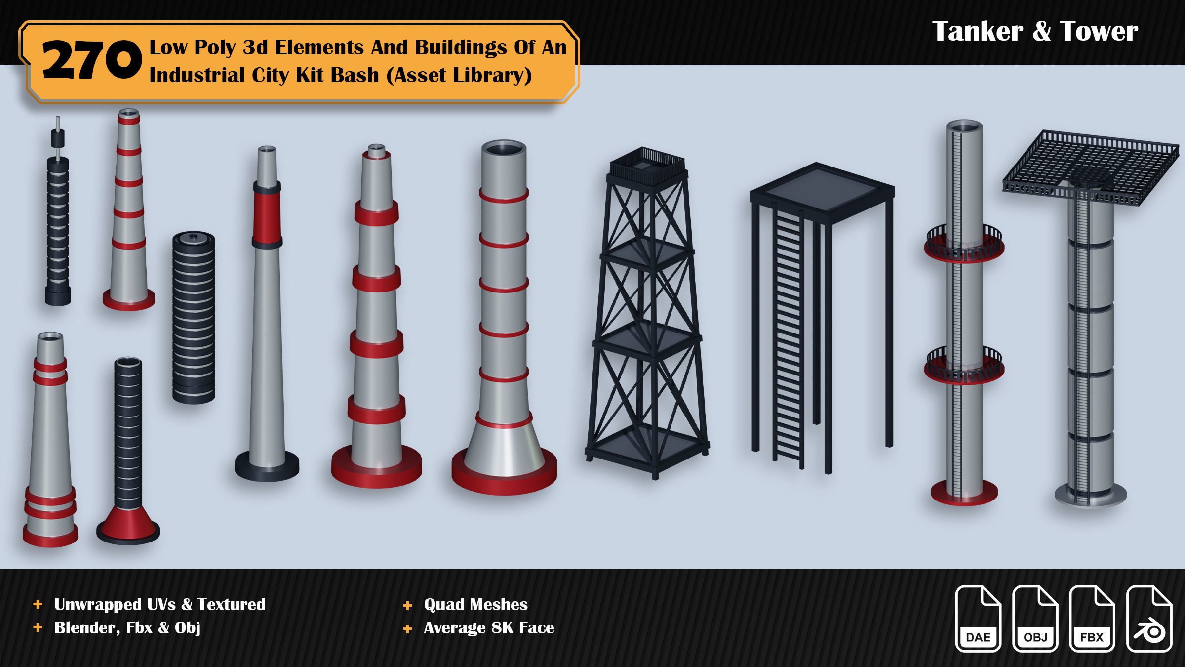 3D model Industrial low poly kit bash VR / AR / low-poly | CGTrader