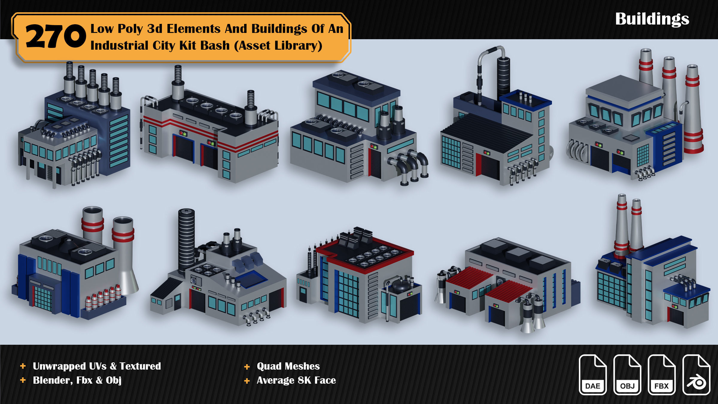 3D model Industrial low poly kit bash VR / AR / low-poly | CGTrader