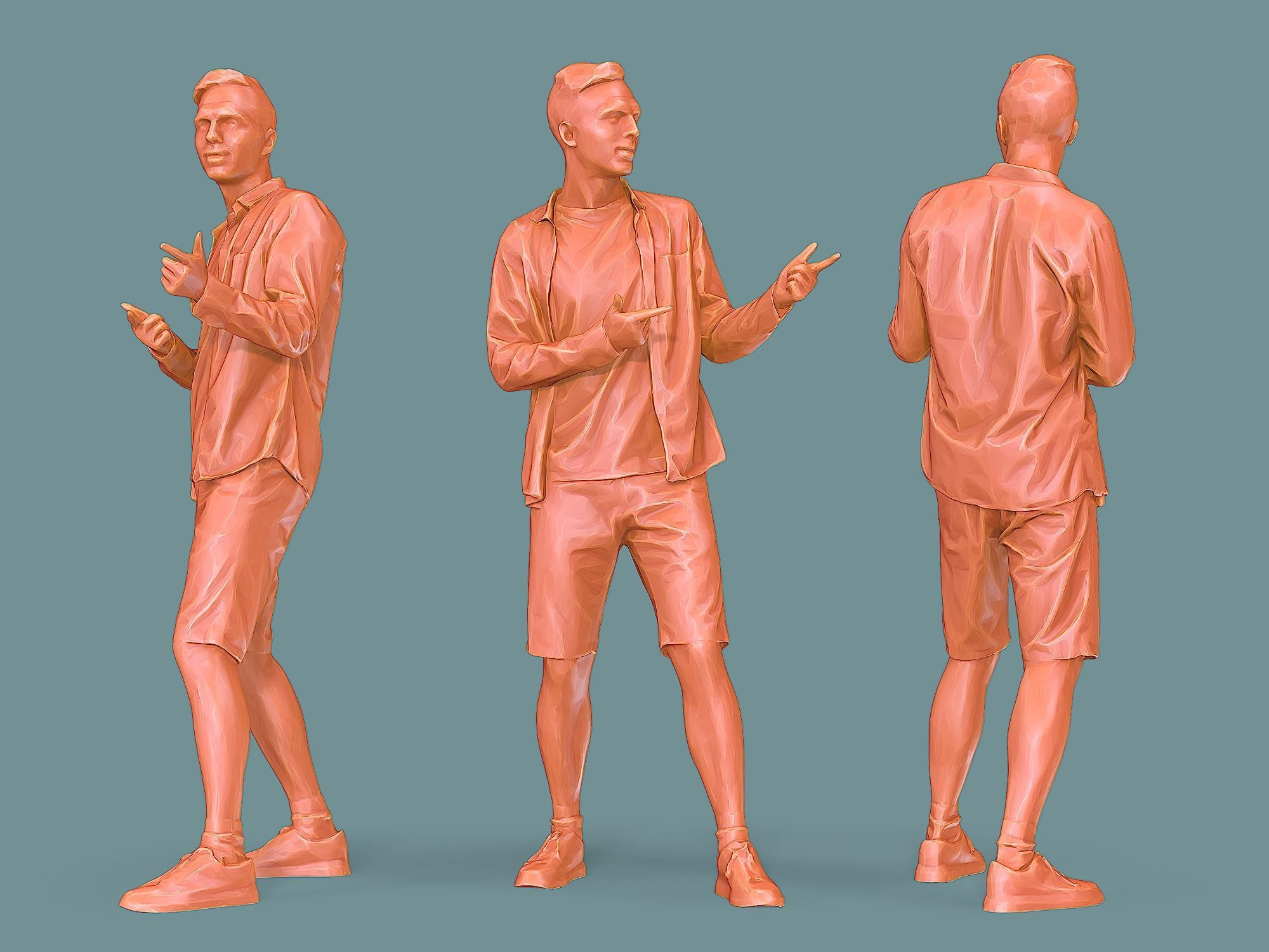 Party-goer man in plaid shirt and shorts 3D model | CGTrader