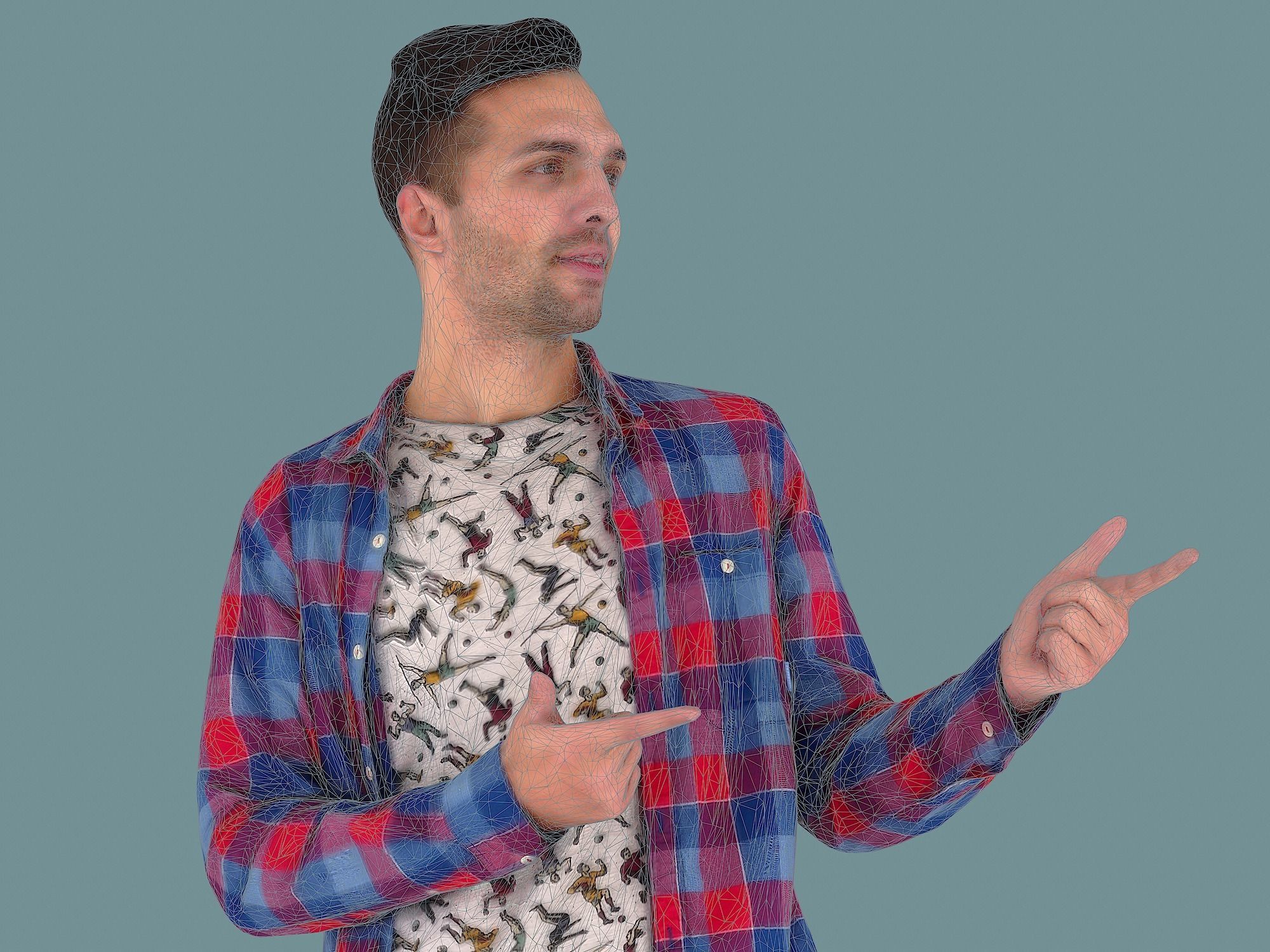 Party-goer man in plaid shirt and shorts 3D model | CGTrader