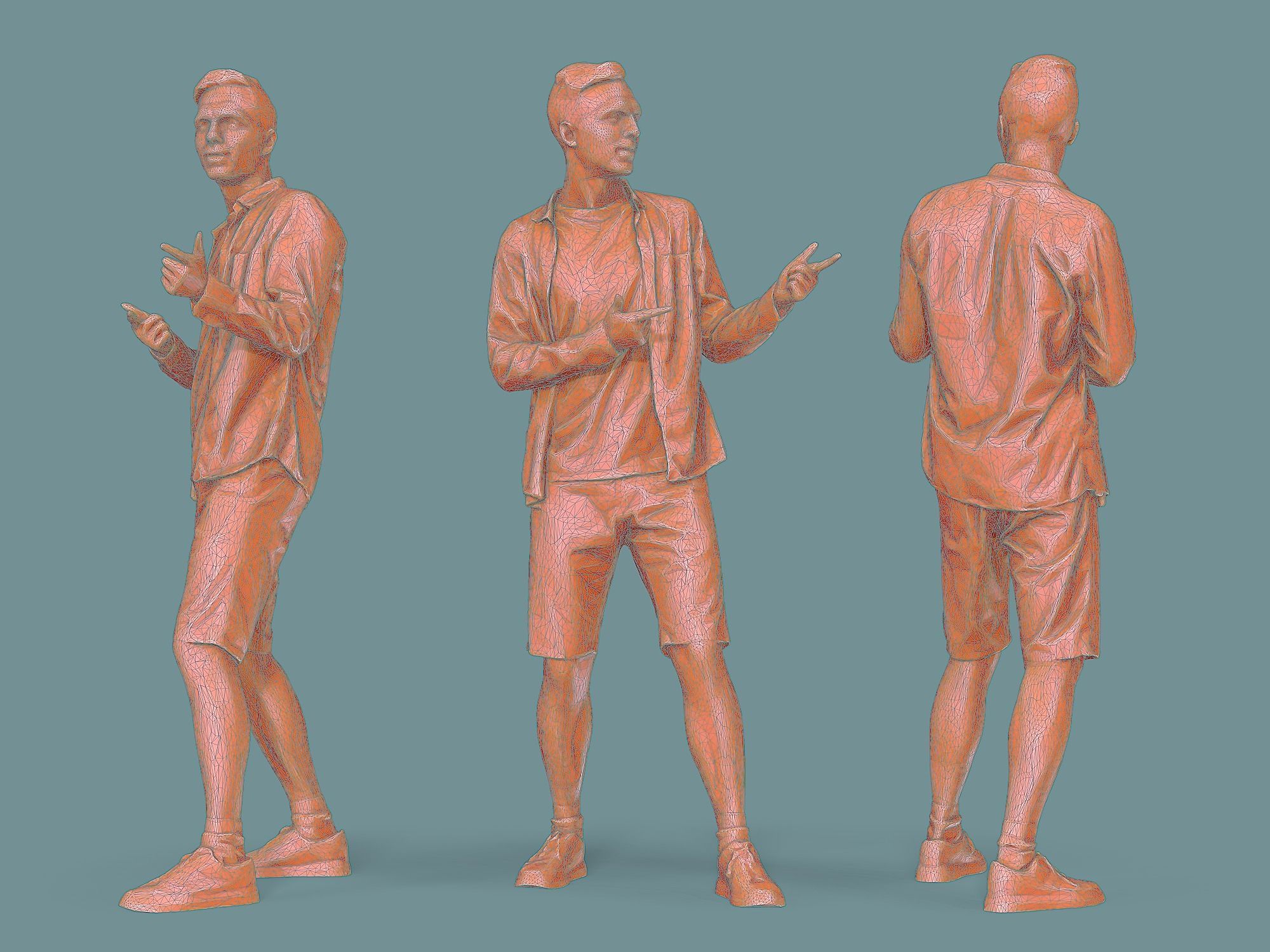 Party-goer man in plaid shirt and shorts 3D model | CGTrader