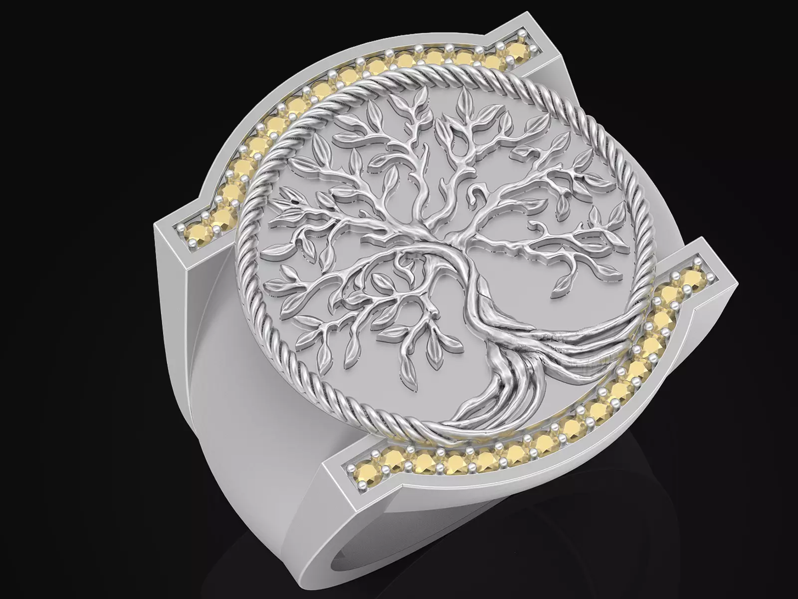 Tree of life man ring Man Ring Sculpture jewelry gold 3D model 3D ...