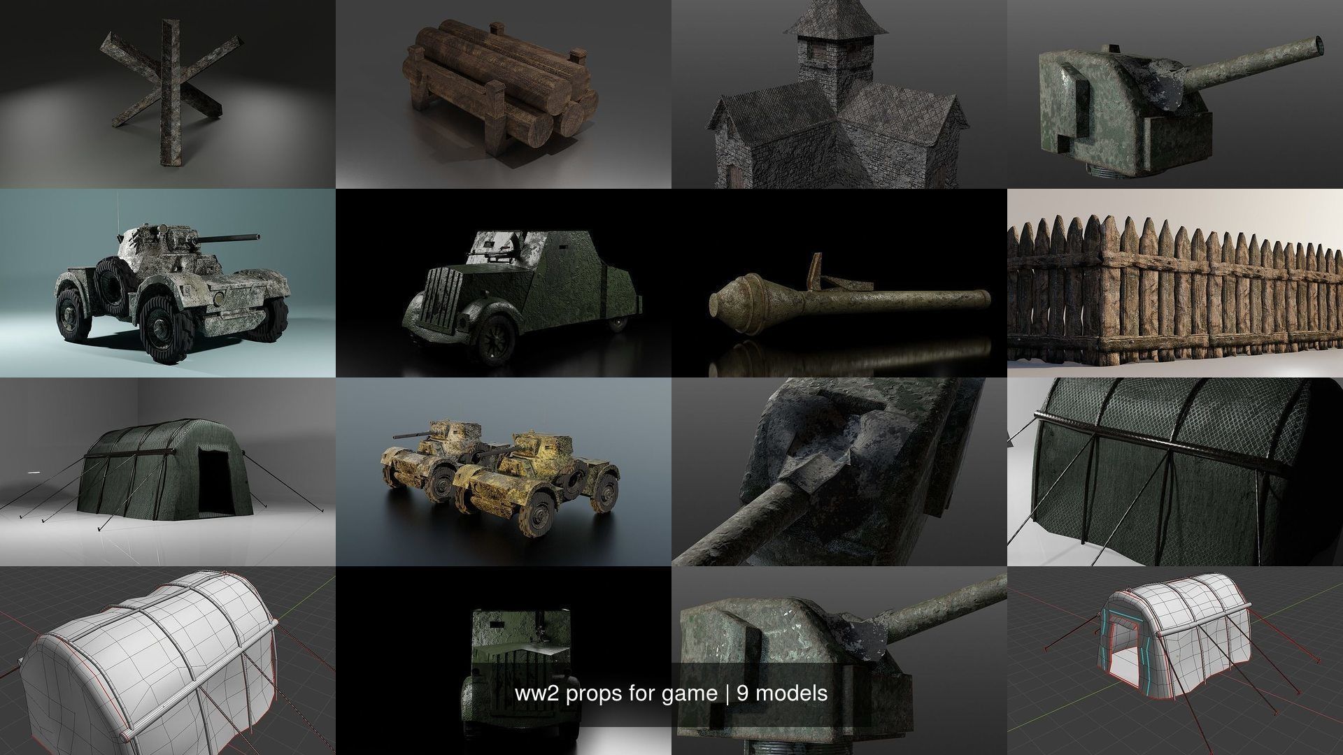 3D Model Collection ww2 props for game PBR VR / AR / low-poly | CGTrader