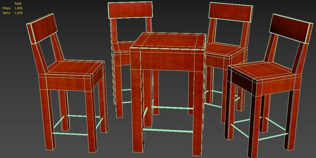 3D model Bar Table and Stools VR / AR / low-poly | CGTrader