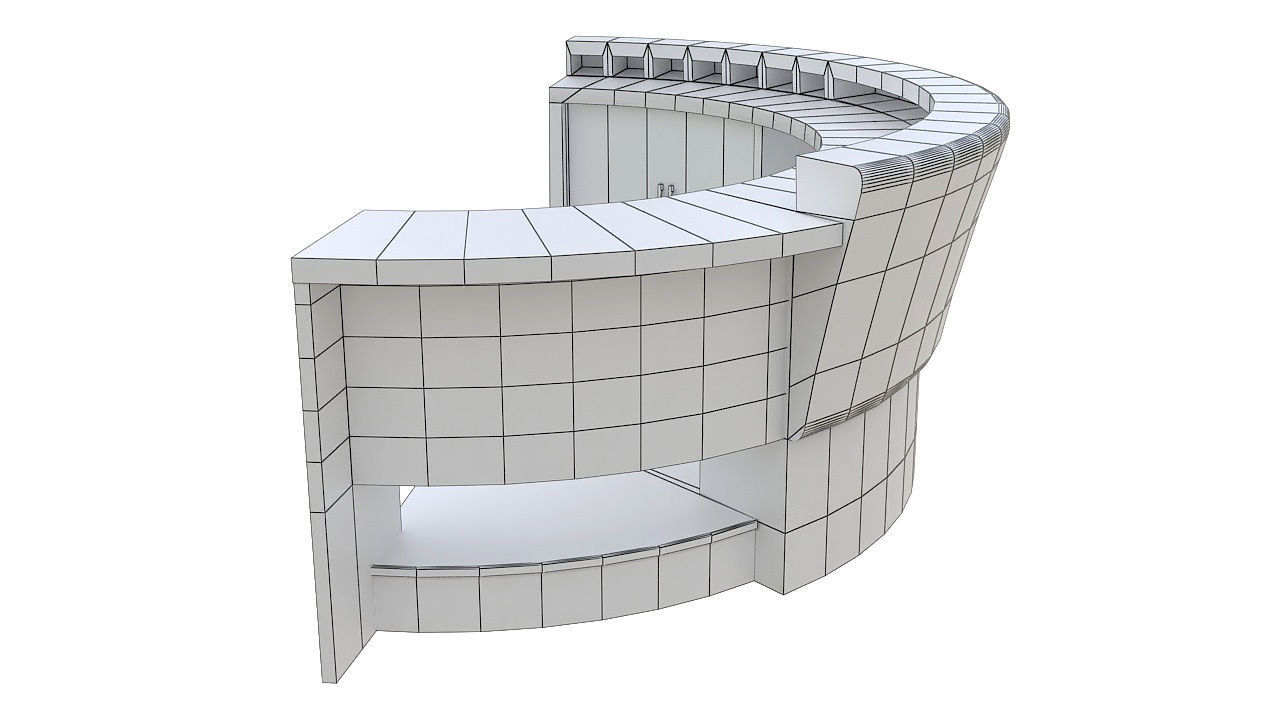Round wooden reception 3D model | CGTrader