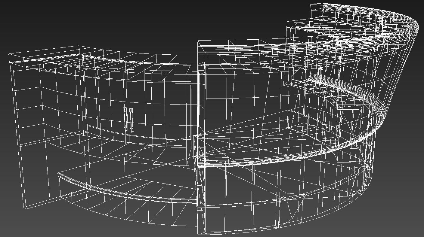 Round wooden reception 3D model | CGTrader