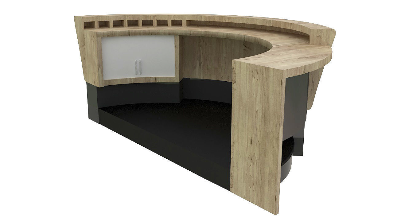 Round wooden reception 3D model | CGTrader