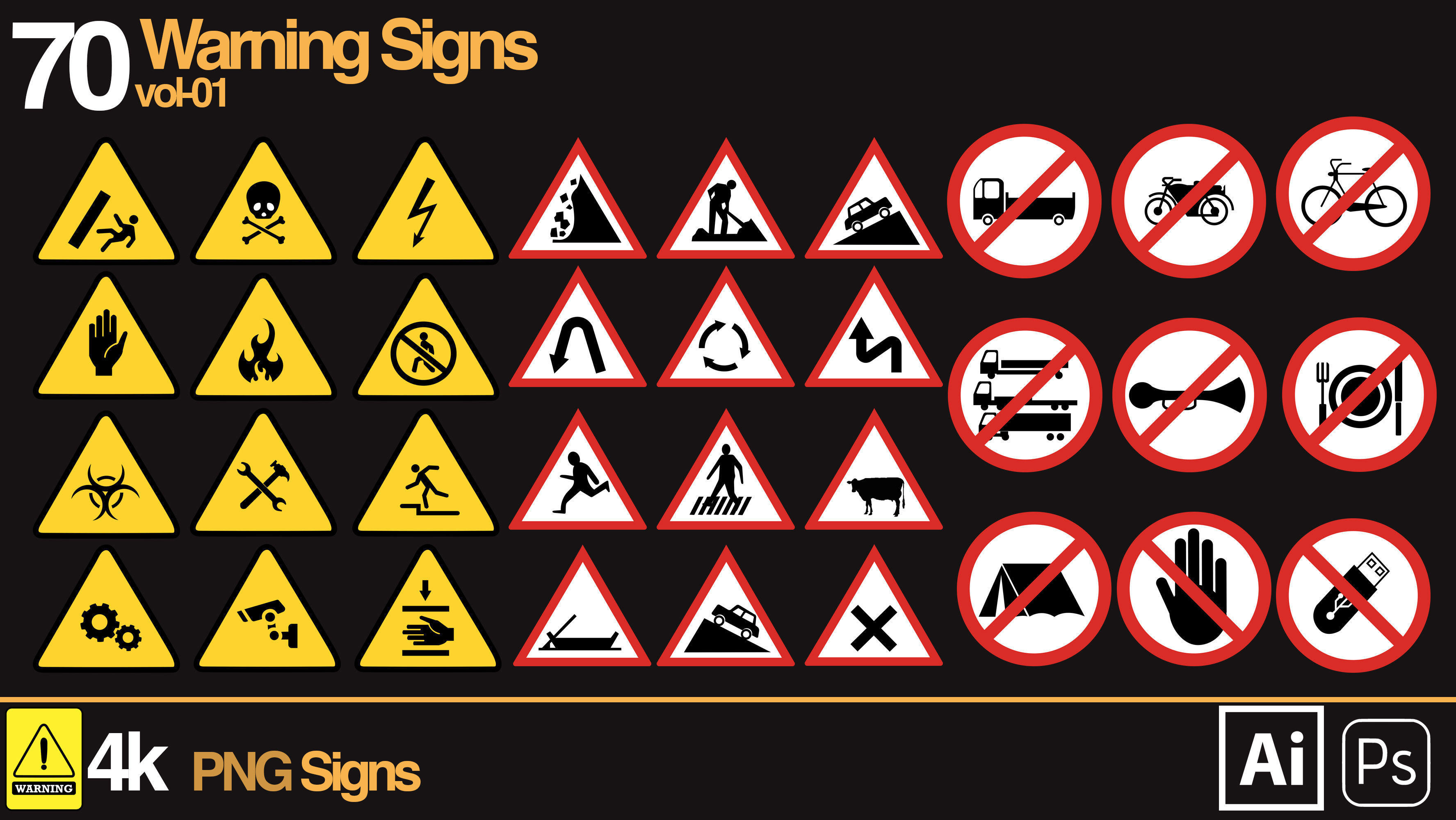 70 WARNING SIGN DECALS Texture | CGTrader