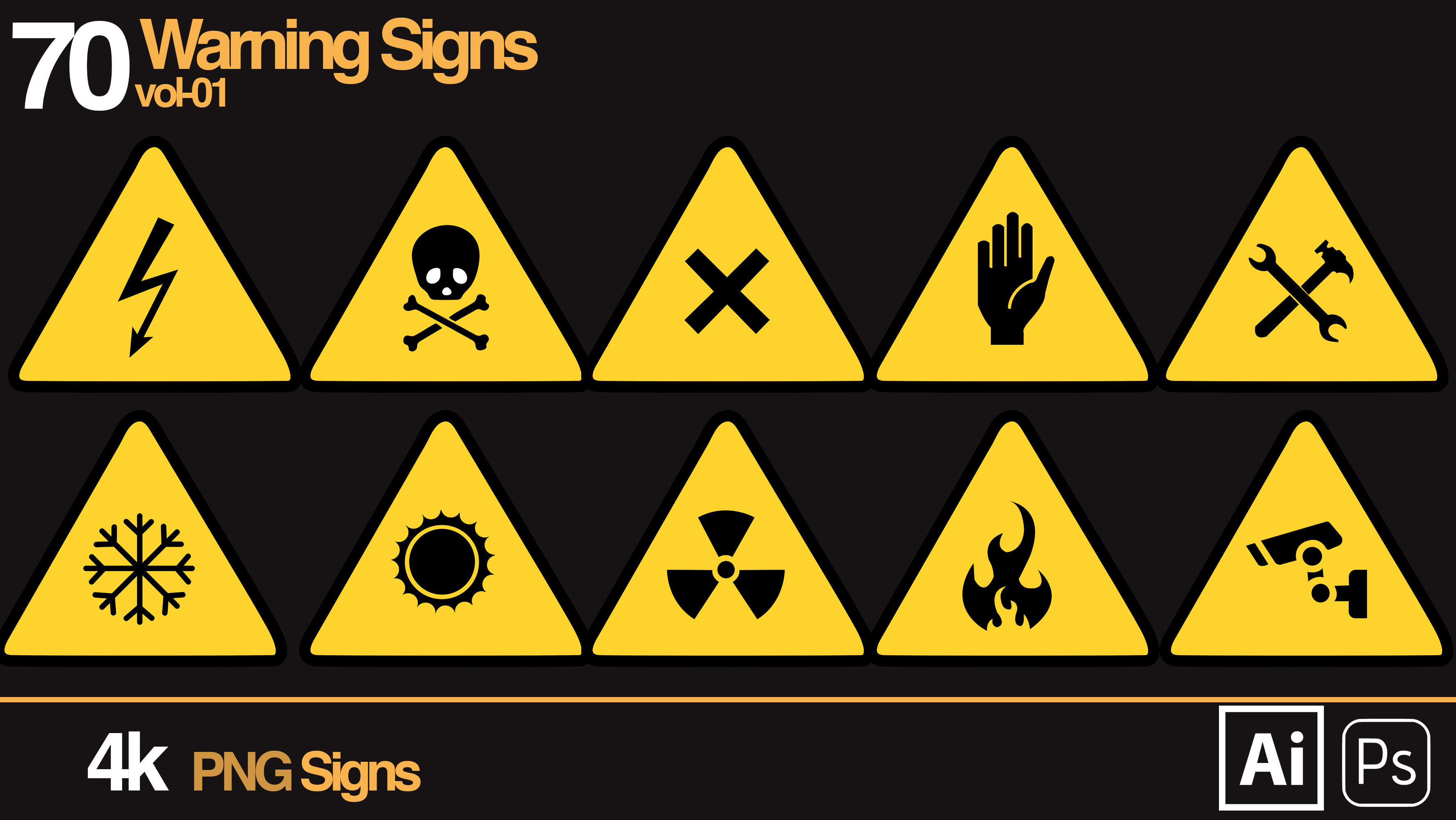 70 WARNING SIGN DECALS Texture | CGTrader