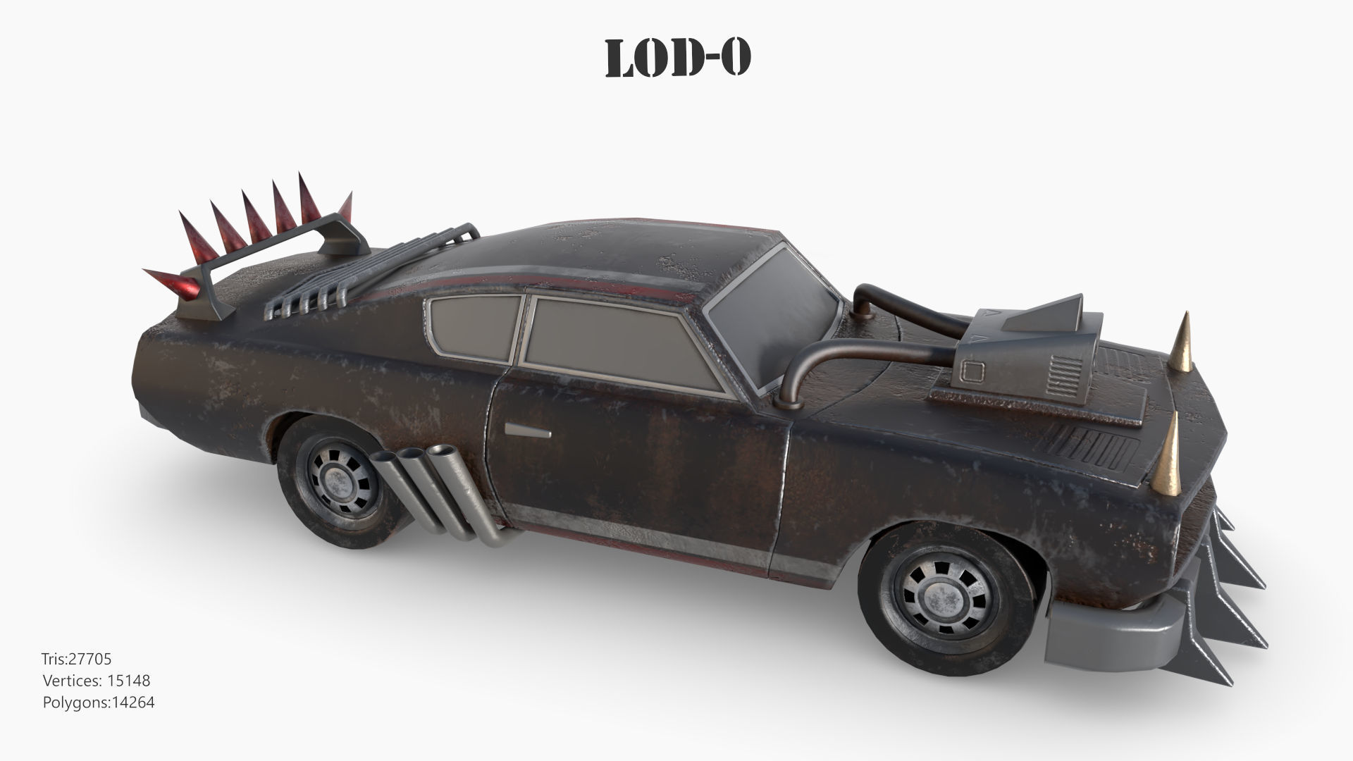 3D model Post Apocalyptic Plymouth Barracuda Low-poly War Car Game ...