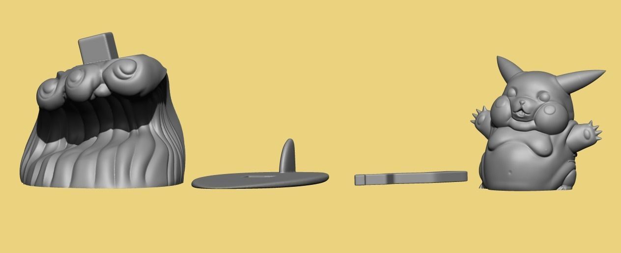 Surfing Pikachu - Fat Version 3D model 3D printable | CGTrader