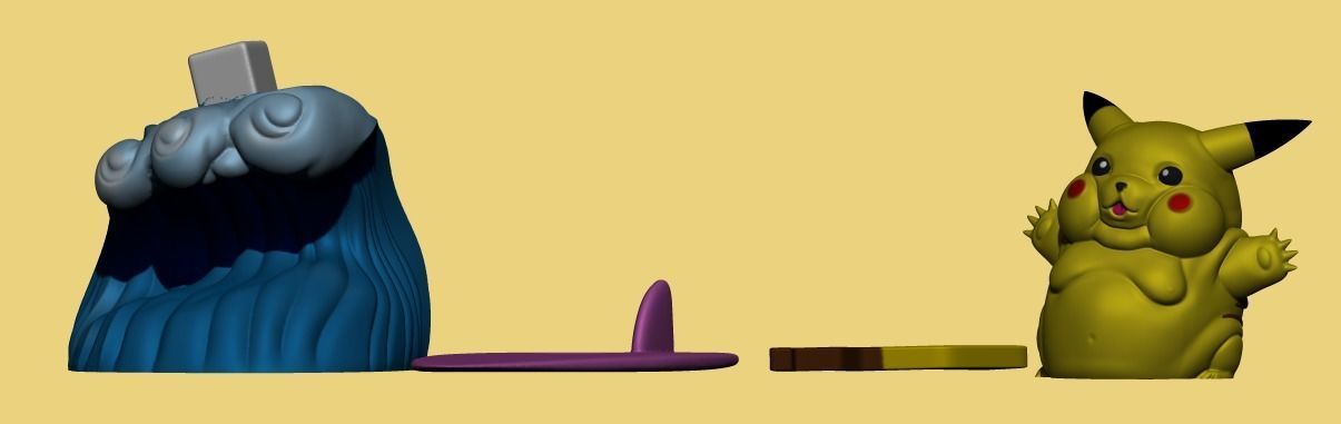 Surfing Pikachu - Fat Version 3D model 3D printable | CGTrader