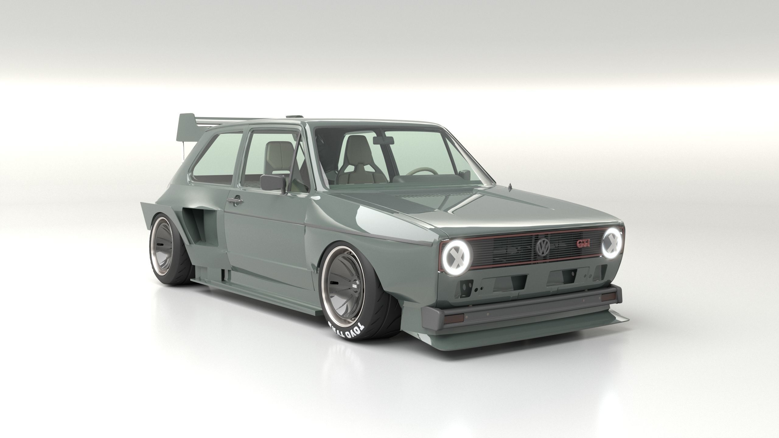 Volkswagen golf mk1 wide bodykit 3D model | CGTrader