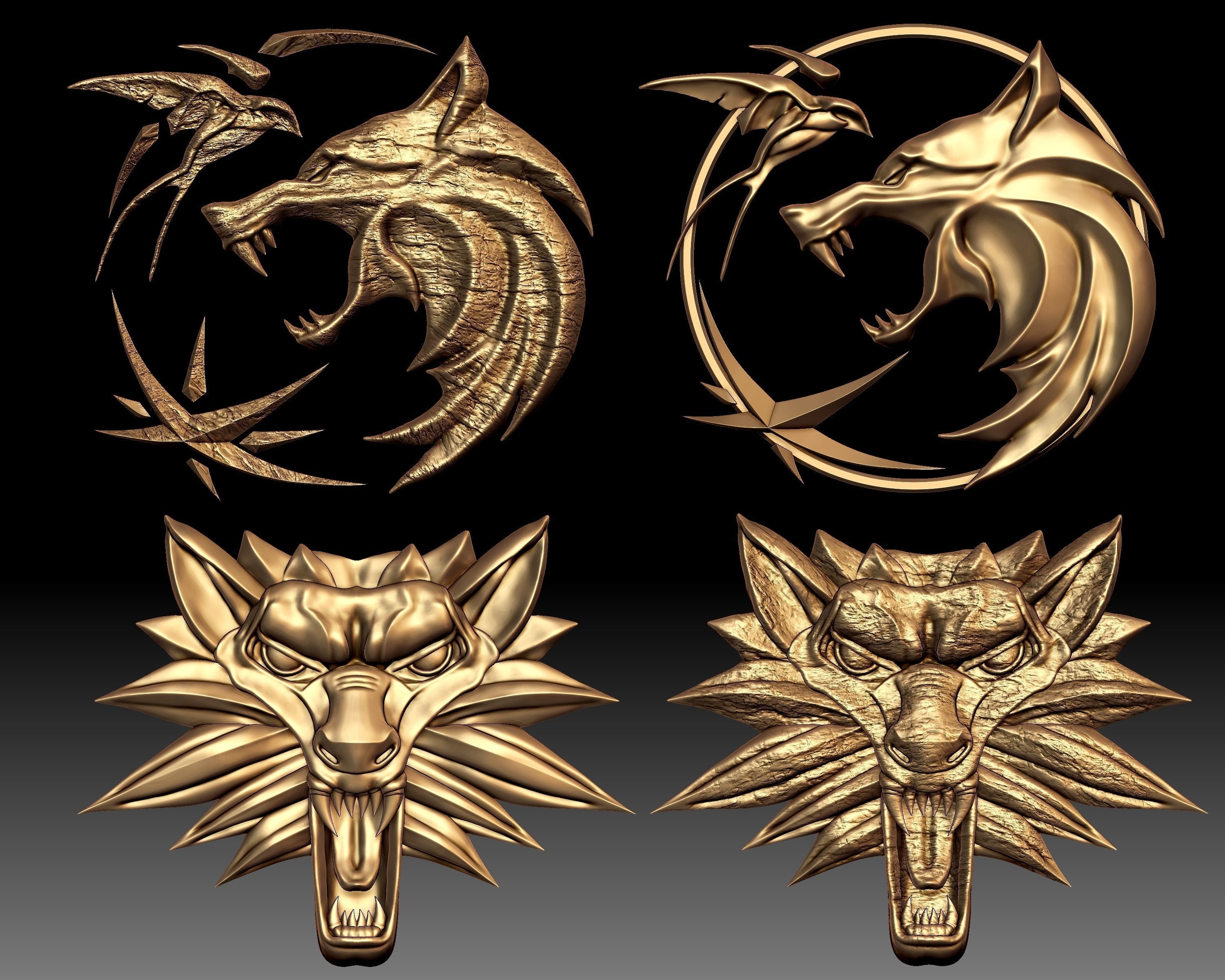 Witcher Symbols low relief for CNC router or 3D printer 3D model 3D ...
