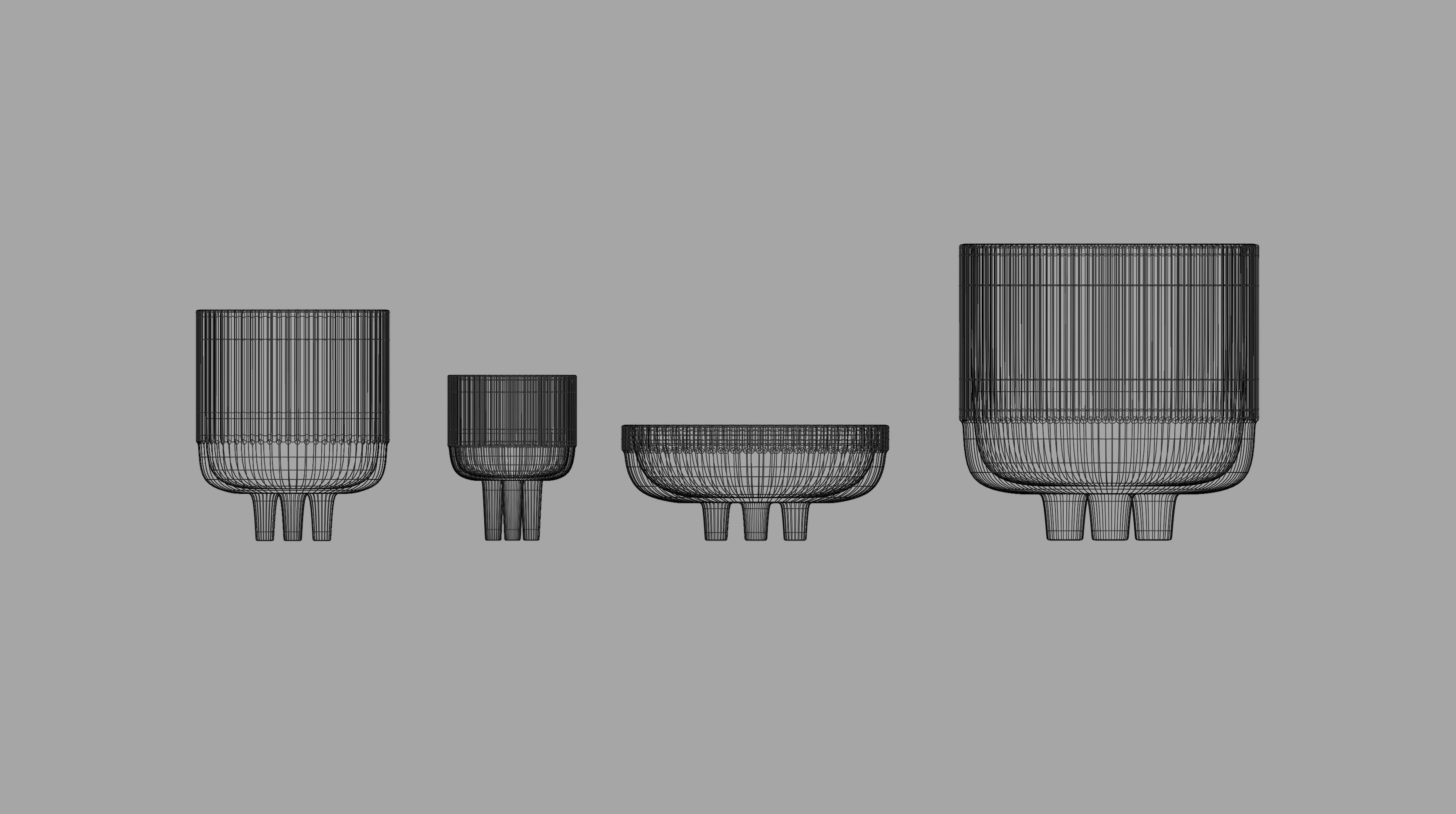 Legged Bowls set 3D model | CGTrader