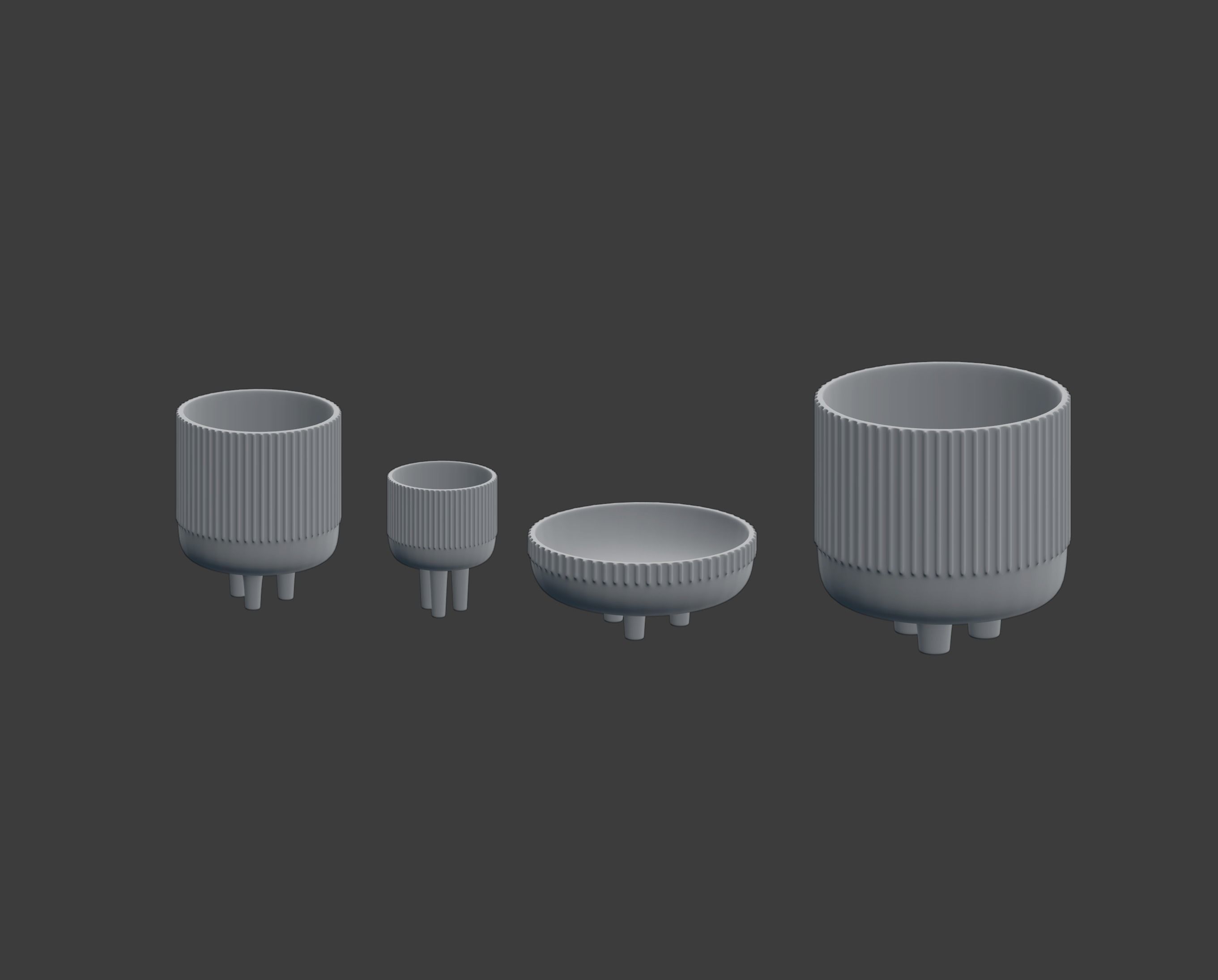Legged Bowls set 3D model | CGTrader
