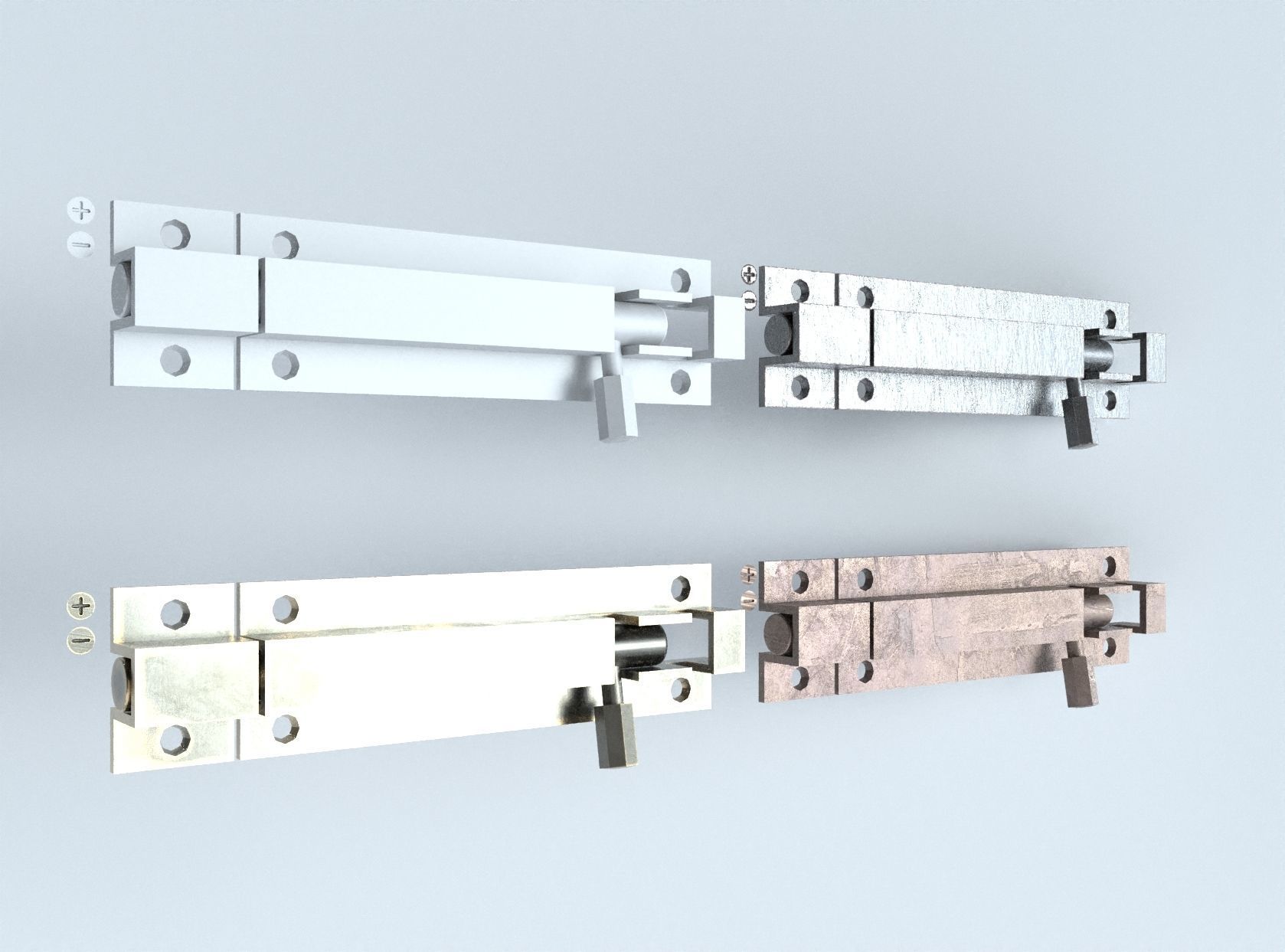 Narrow door lock with latch in 4 colors 3D model | CGTrader