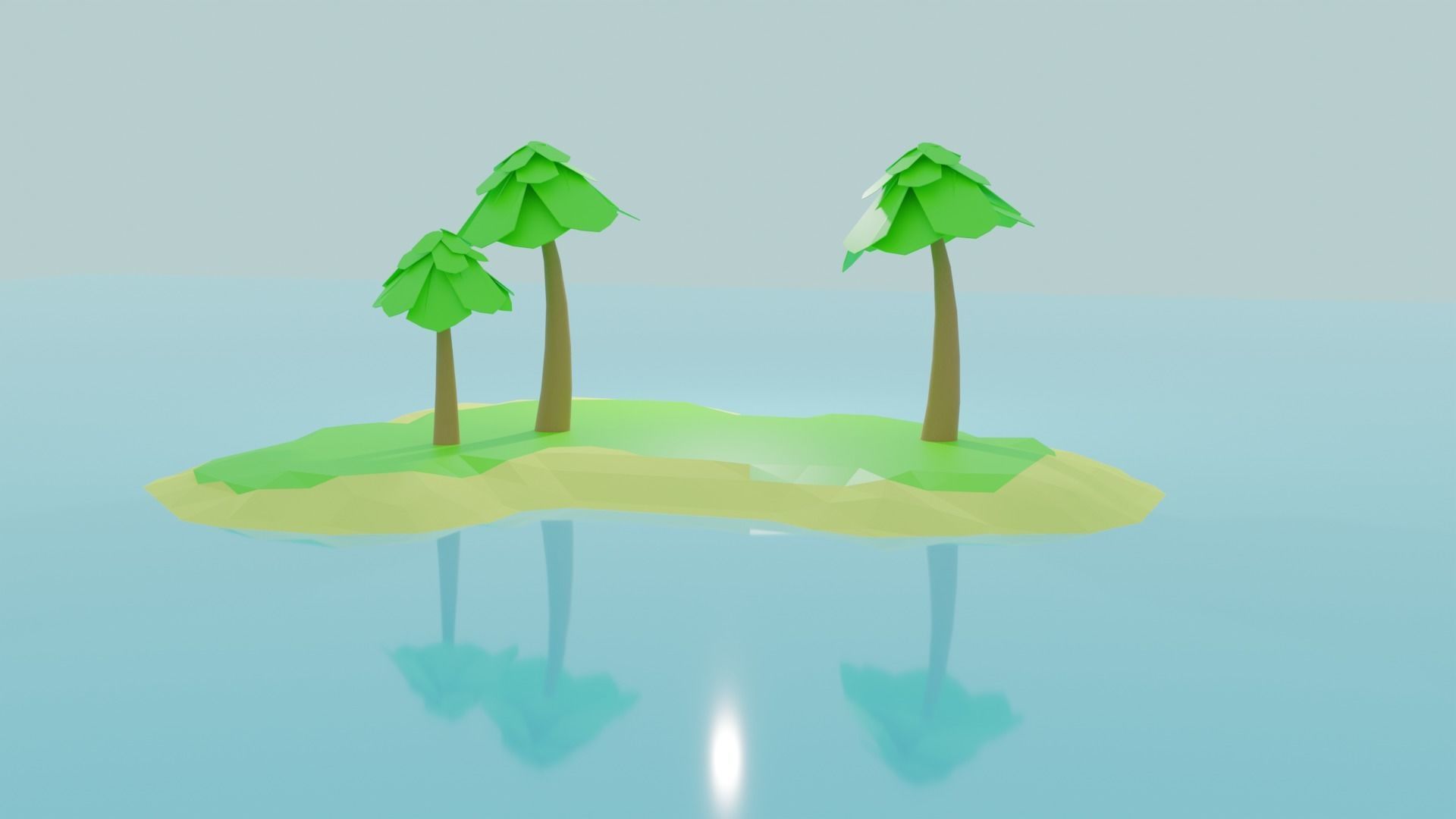 Low poly Island with trees and boat in water free VR / AR / low-poly 3D ...