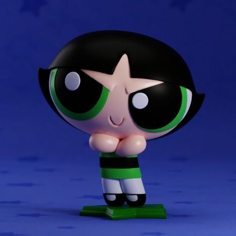Powerpuff Girls Buttercup Statue Keychain model for 3D printing 3D ...