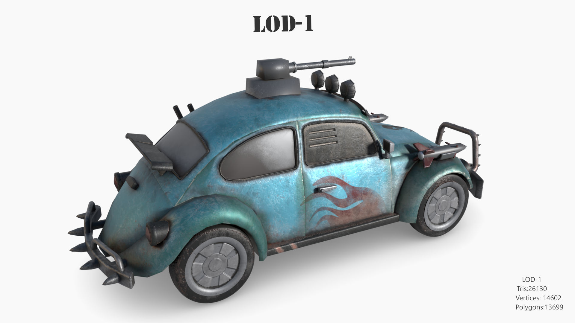 3D model Post Apocalyptic Volkswagen Beetle Low-poly War Car Game Asset ...