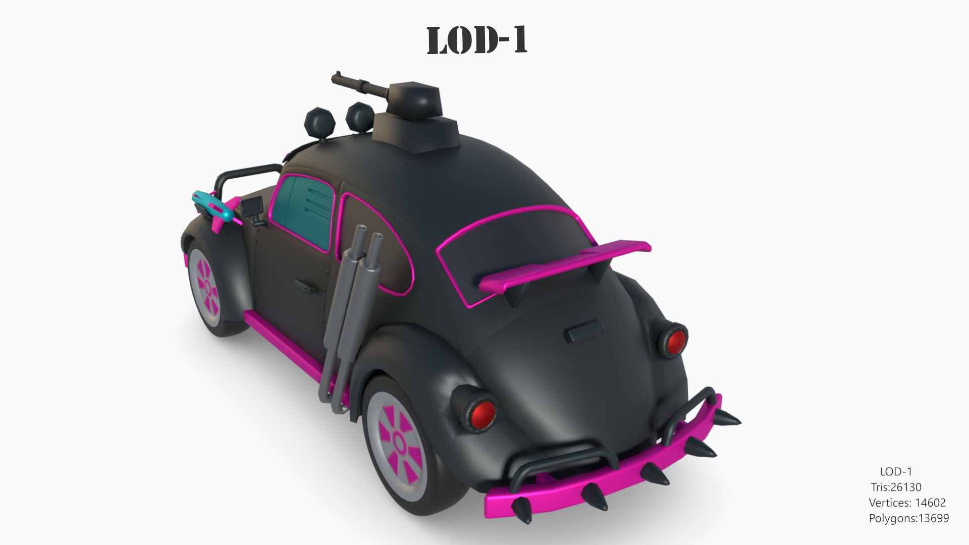 3D model Post Apocalyptic Volkswagen Beetle Low-poly War Car Game Asset ...