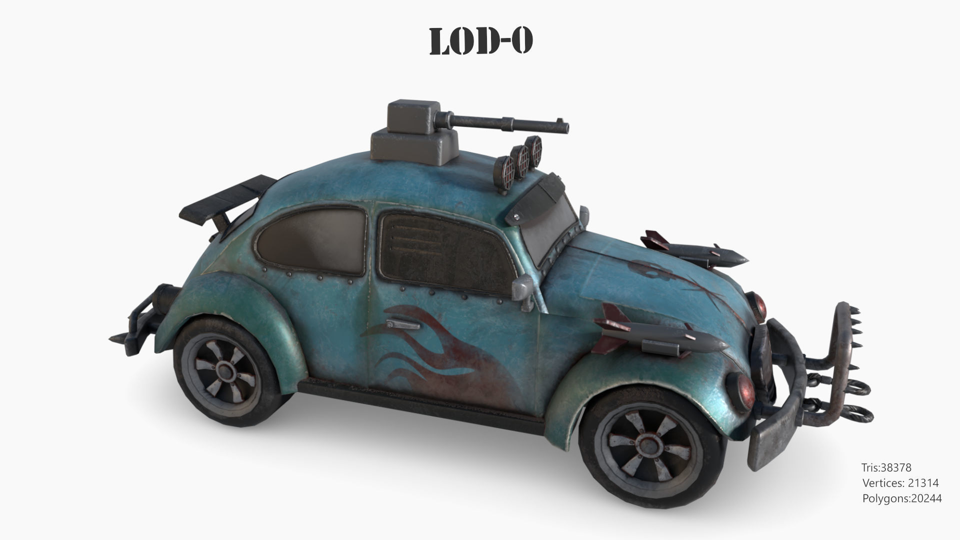 3D model Post Apocalyptic Volkswagen Beetle Low-poly War Car Game Asset ...