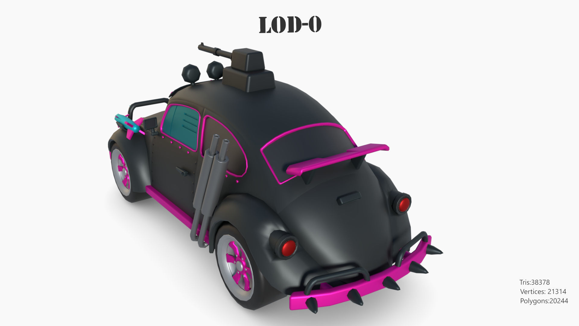 3D model Post Apocalyptic Volkswagen Beetle Low-poly War Car Game Asset ...