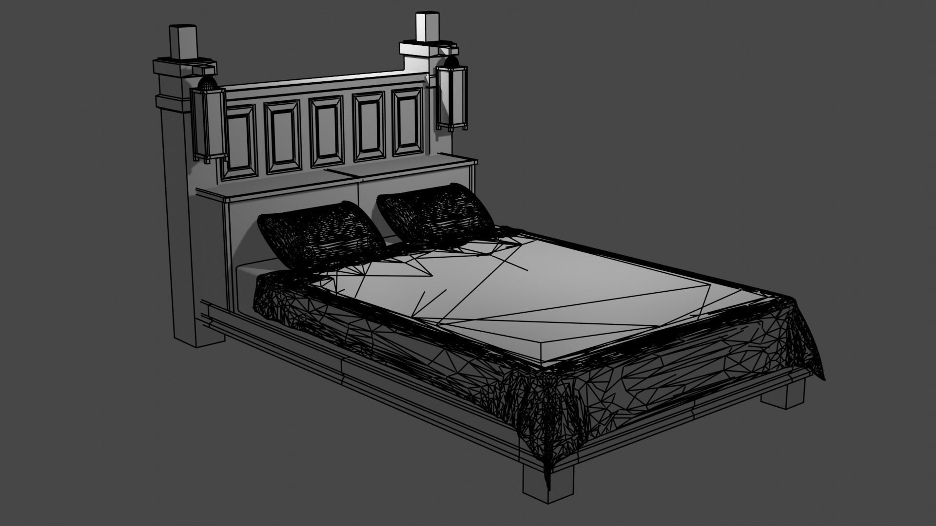 3D model Stylized Wooden Bed low-poly house ready 3D model VR / AR ...