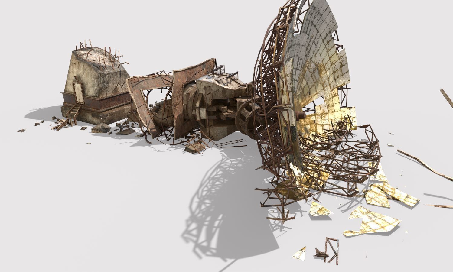 Destroyed Radar-Satellite Dish 3D model | CGTrader