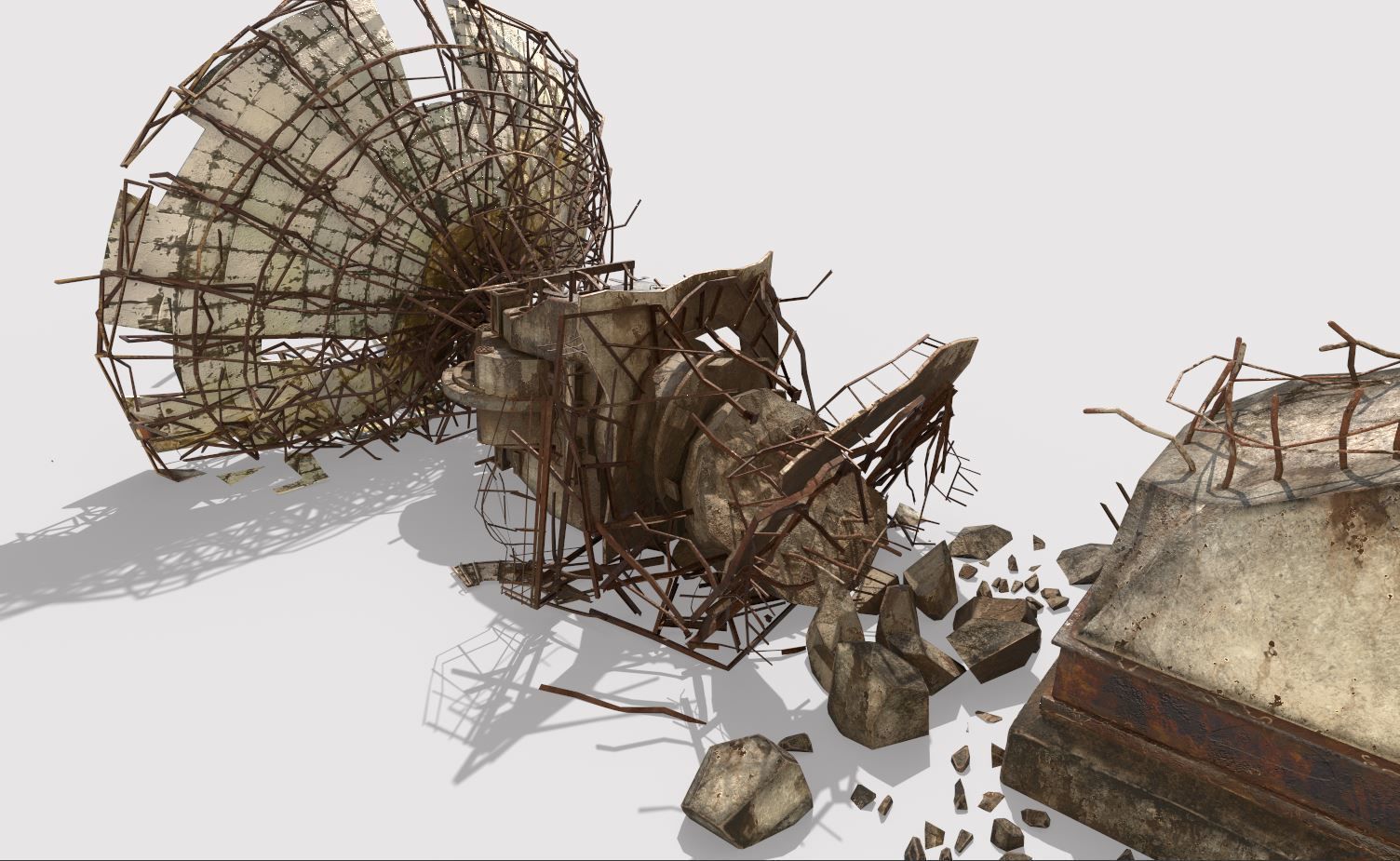 Destroyed Radar-Satellite Dish 3D model | CGTrader