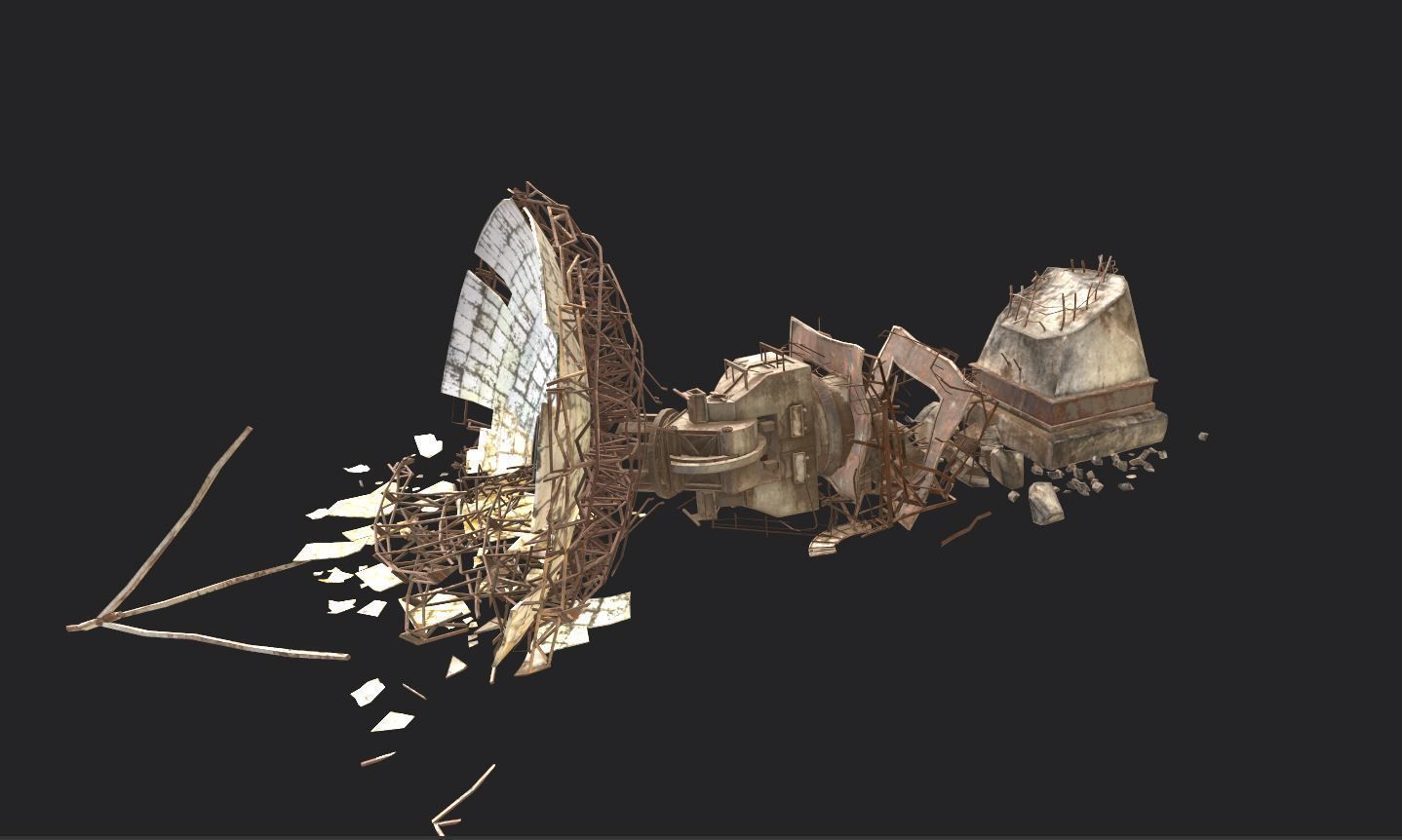 Destroyed Radar-Satellite Dish 3D model | CGTrader