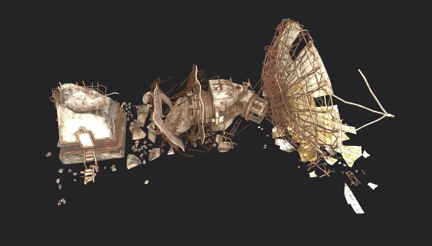 Destroyed Radar-Satellite Dish 3D model | CGTrader