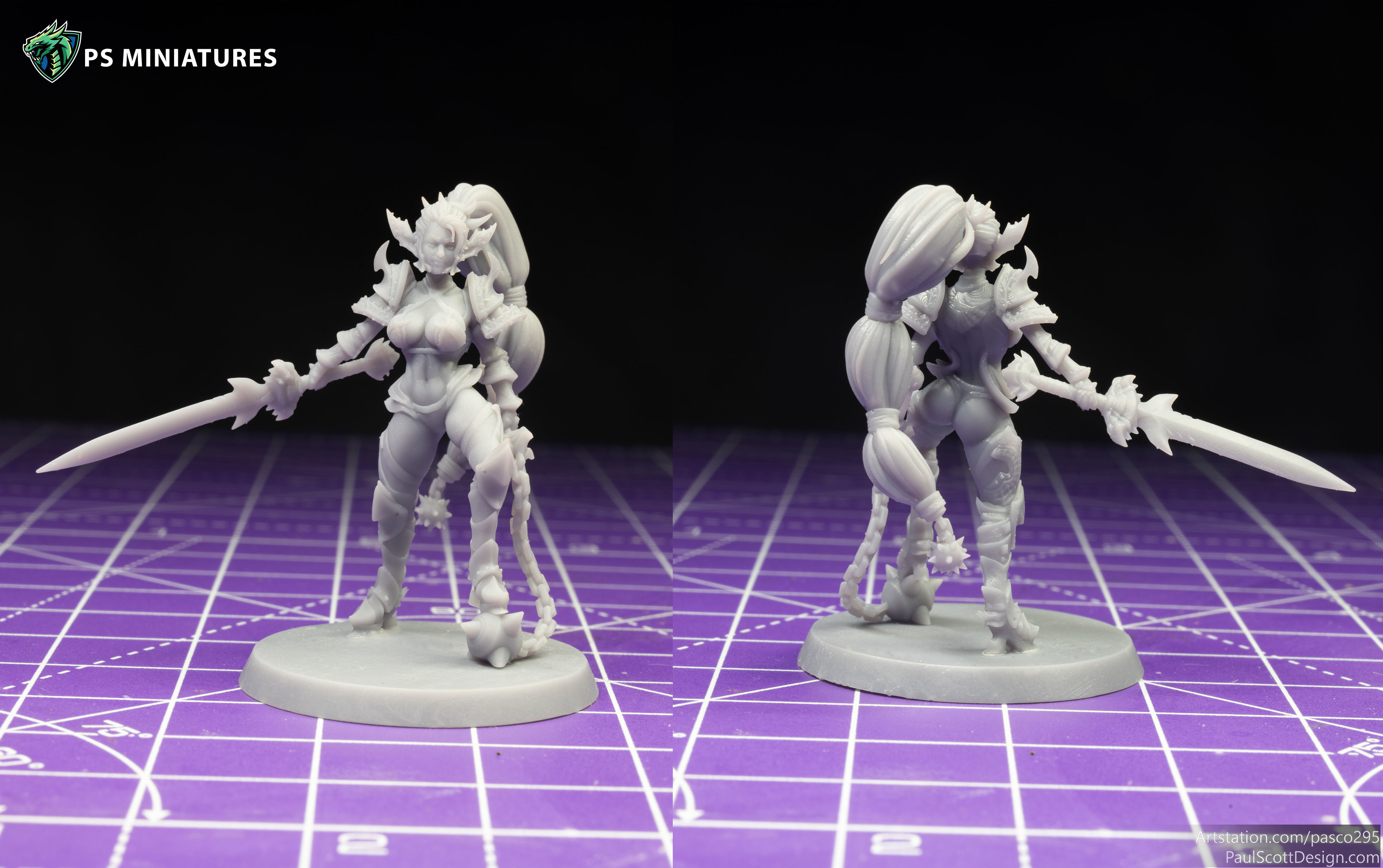 Drow Legionnaire Pose 1 - 4 Variants and Pinup 3D model 3D printable ...