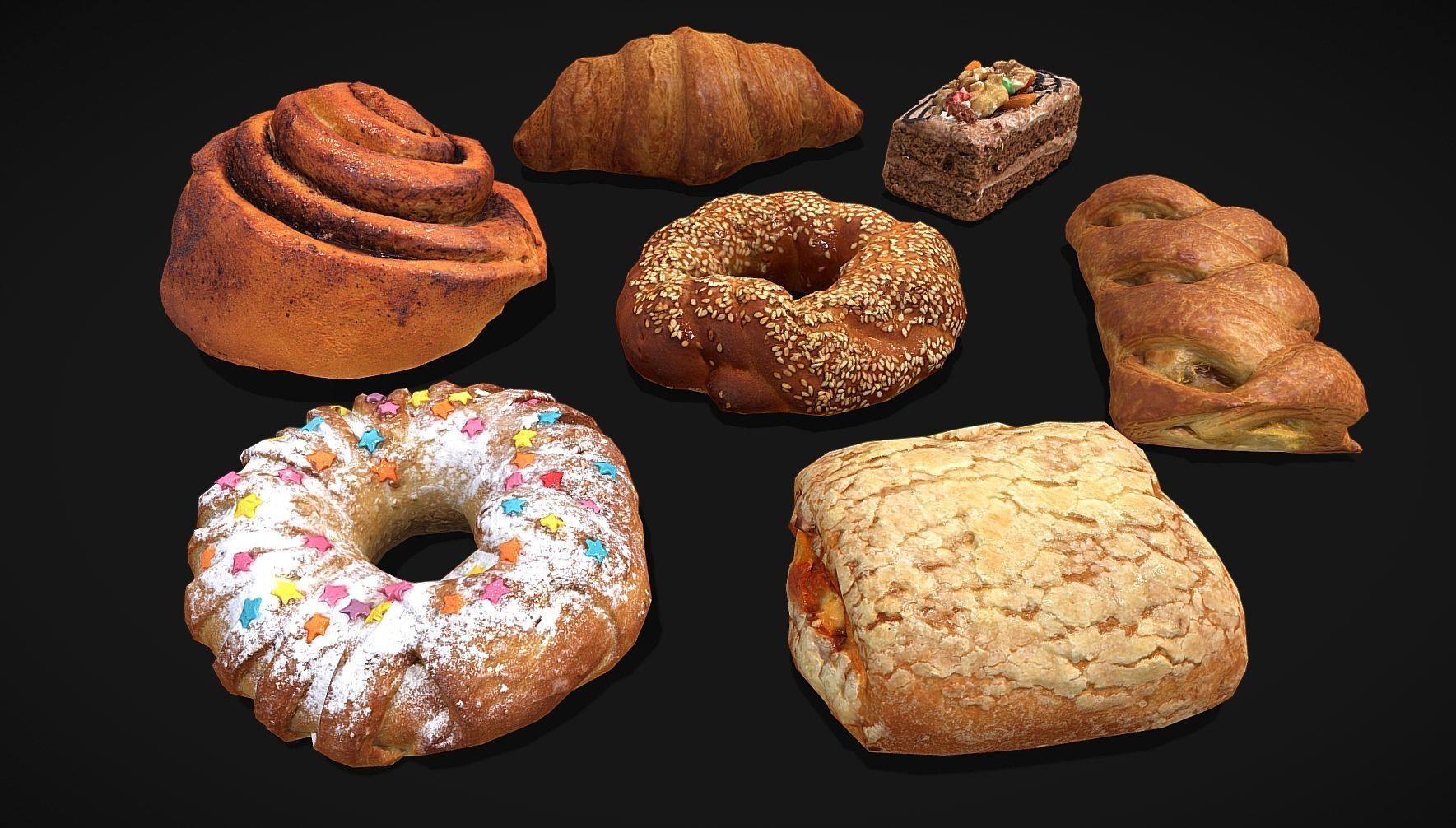 3D model Sweets Group - 7 Photoscaned sweets VR / AR / low-poly | CGTrader