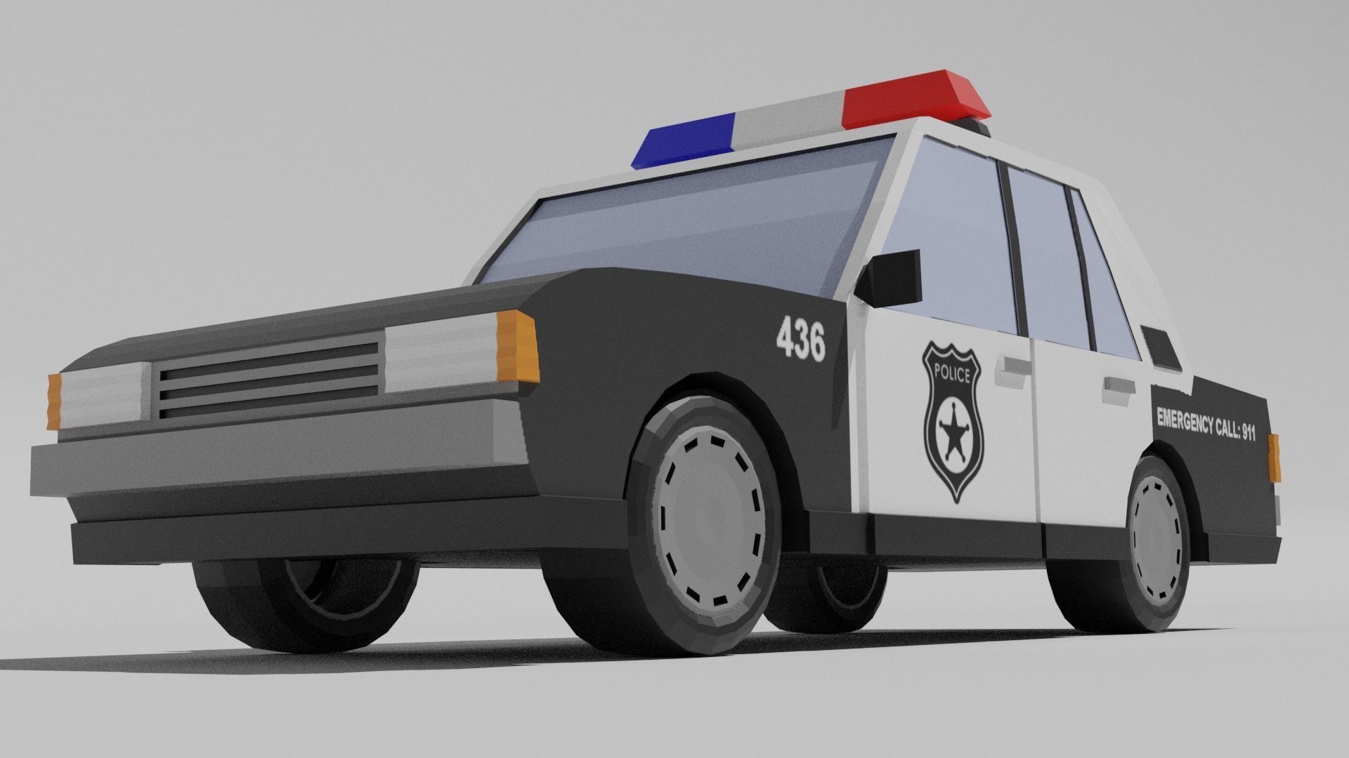 3D model Low poly police car cartoon 80s style VR / AR / low-poly ...