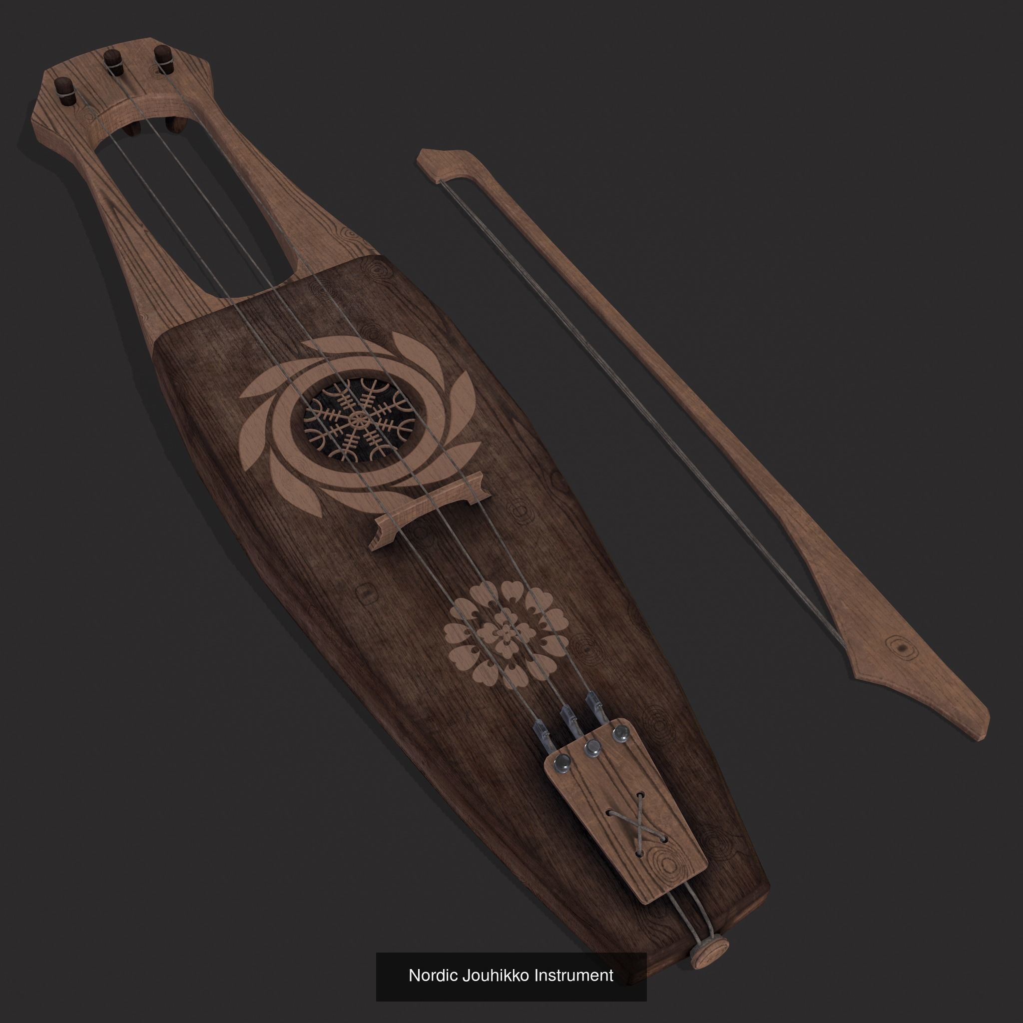 3D Model Collection Three Nordic String Instruments Pack VR / AR / low ...
