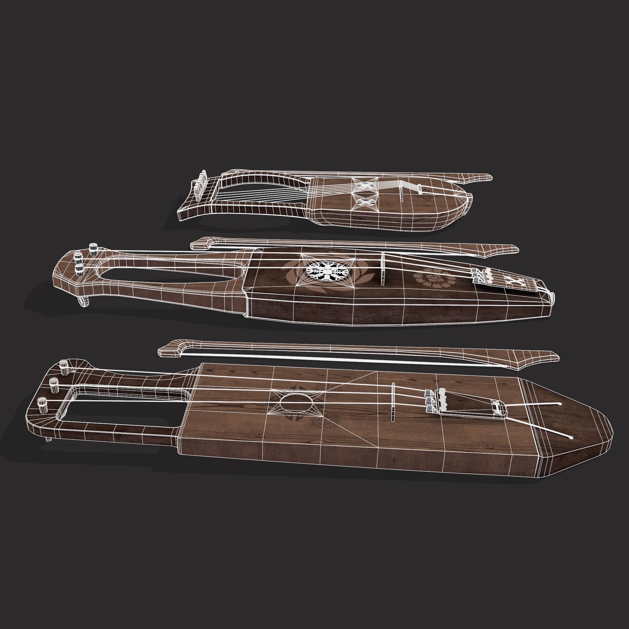 3D Model Collection Three Nordic String Instruments Pack VR / AR / low ...
