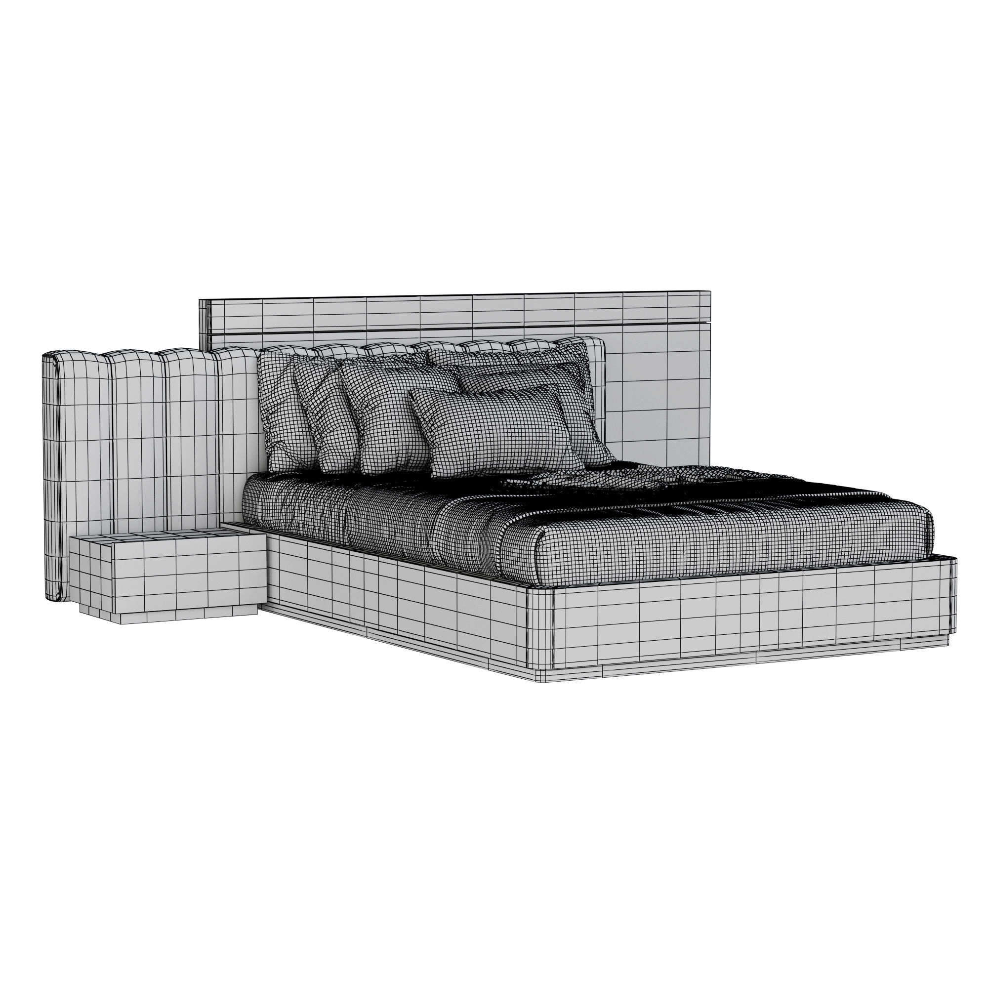 Double Storage Bed Sliced Headboard 3D model | CGTrader