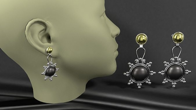 earrings pair of on mannequin head 3D model | CGTrader