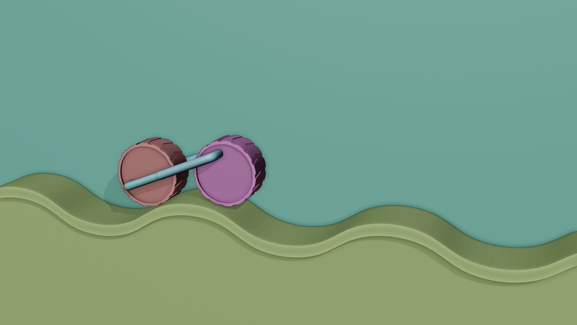 Two connected rolling wheel satisfying animation 3D model | CGTrader