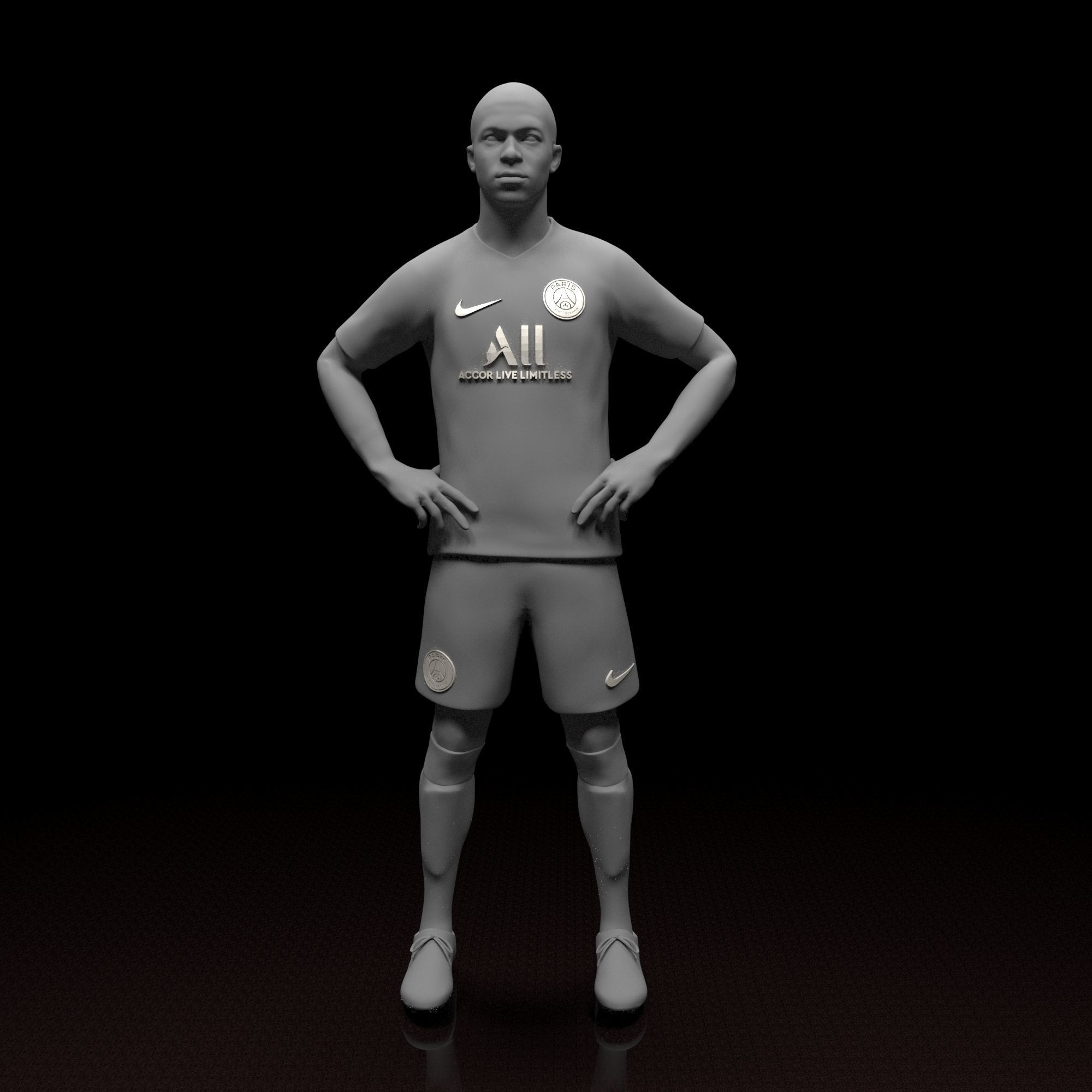 Kylian Mbappe footbaler stl file 3d model 3D model 3D printable | CGTrader