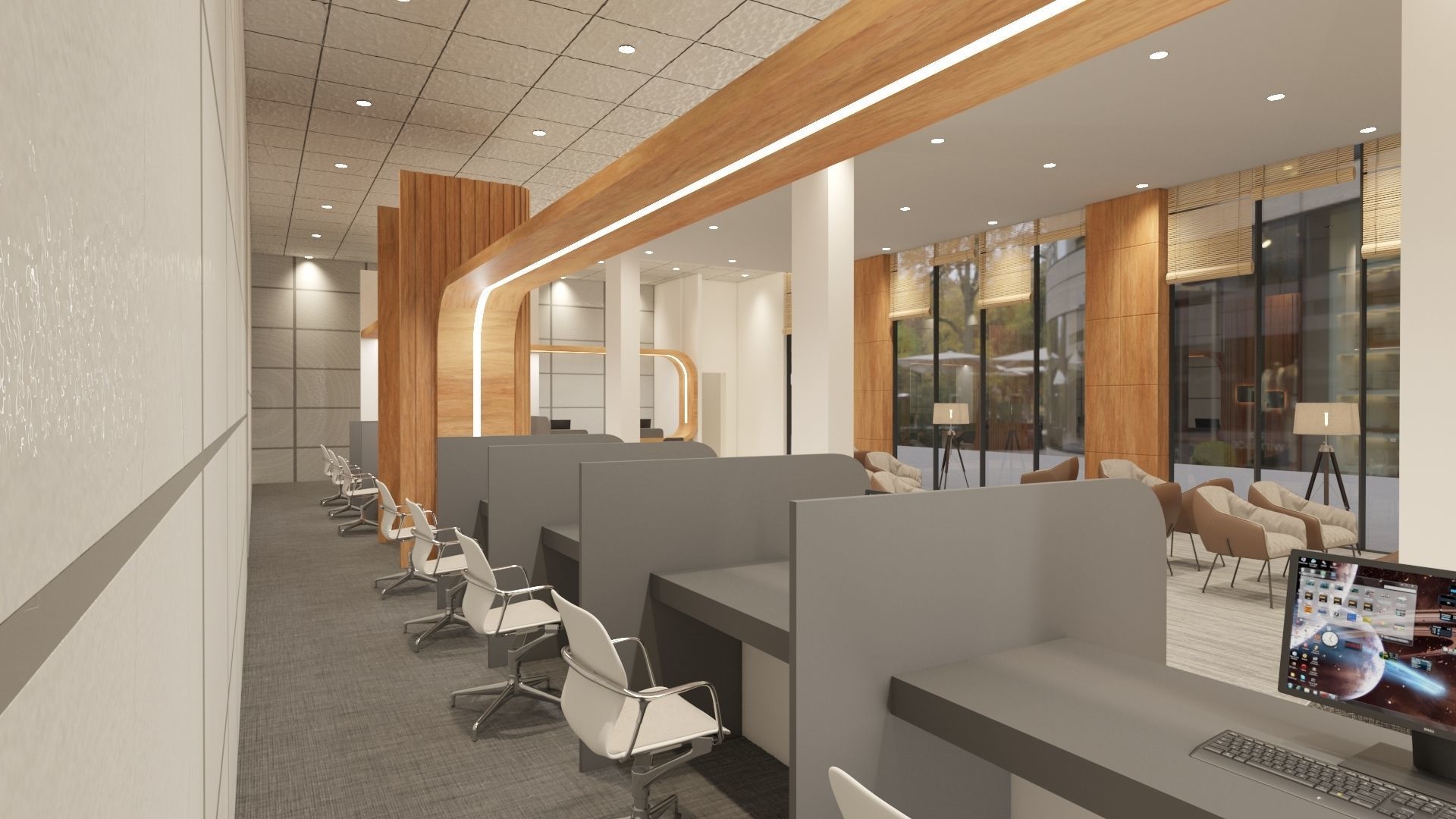 bank reception counter and facade 3D model | CGTrader