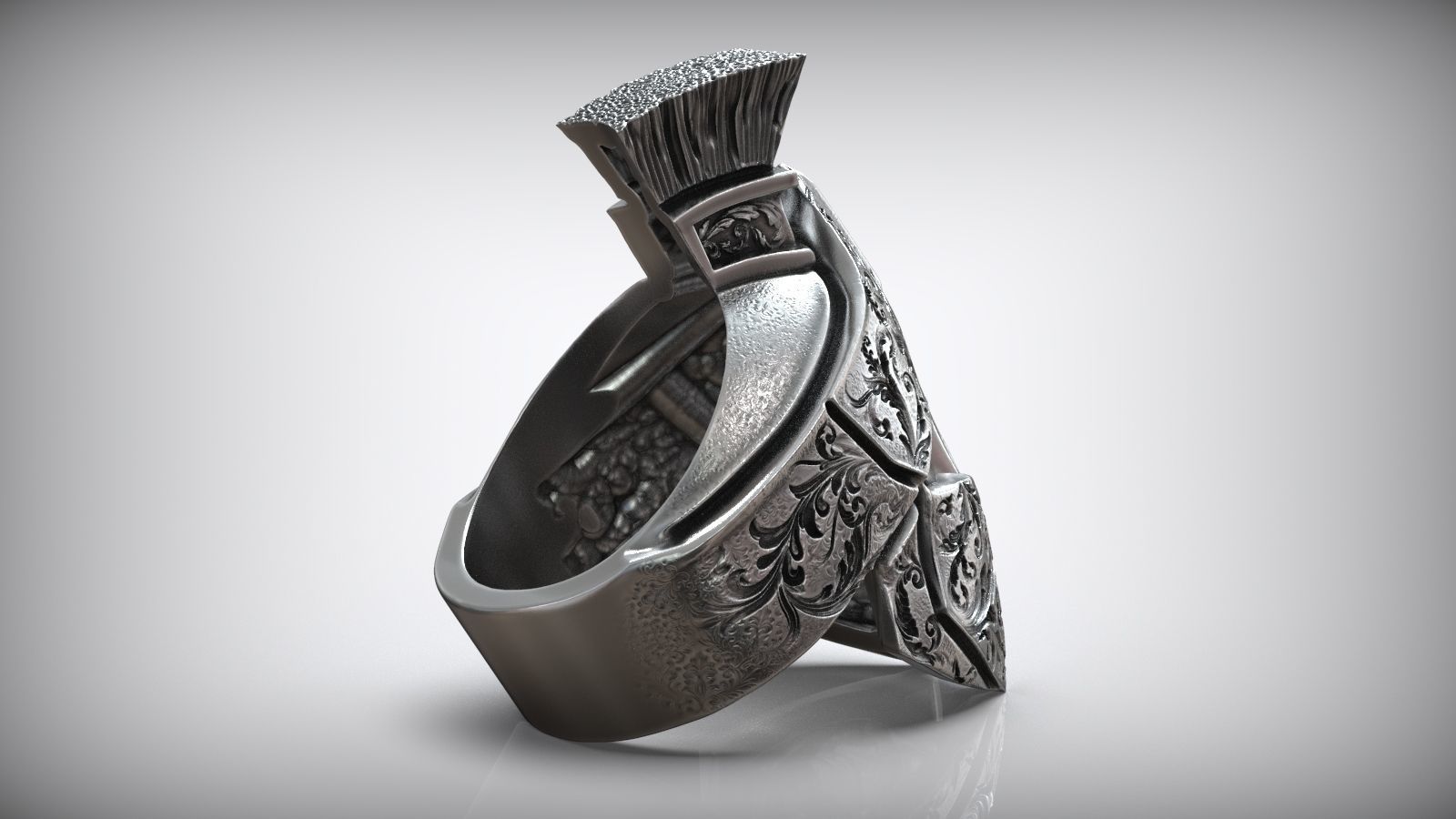 Spartan Helmet Greek Skull Pattern Ring 3D model 3D printable | CGTrader