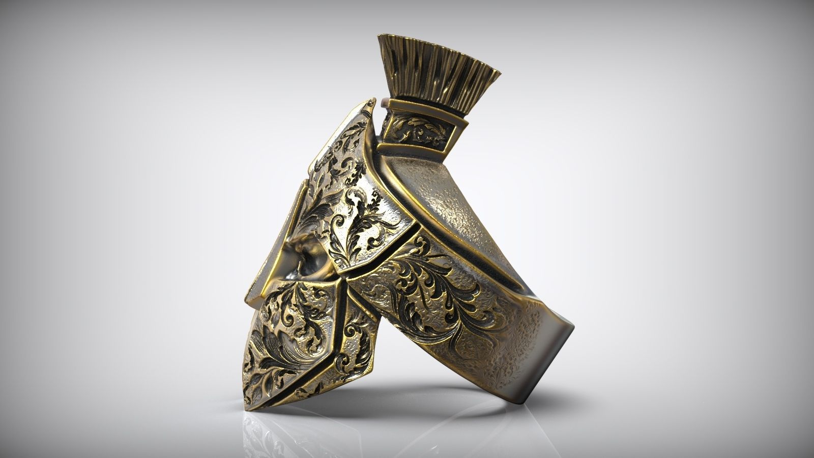 Spartan Helmet Greek Skull Pattern Ring 3D model 3D printable | CGTrader