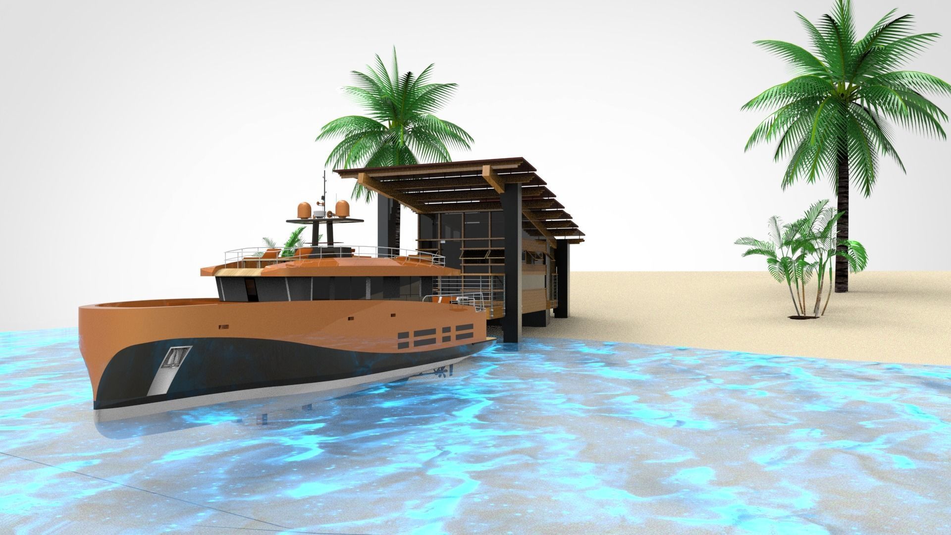 Docking yacht 3D model | CGTrader